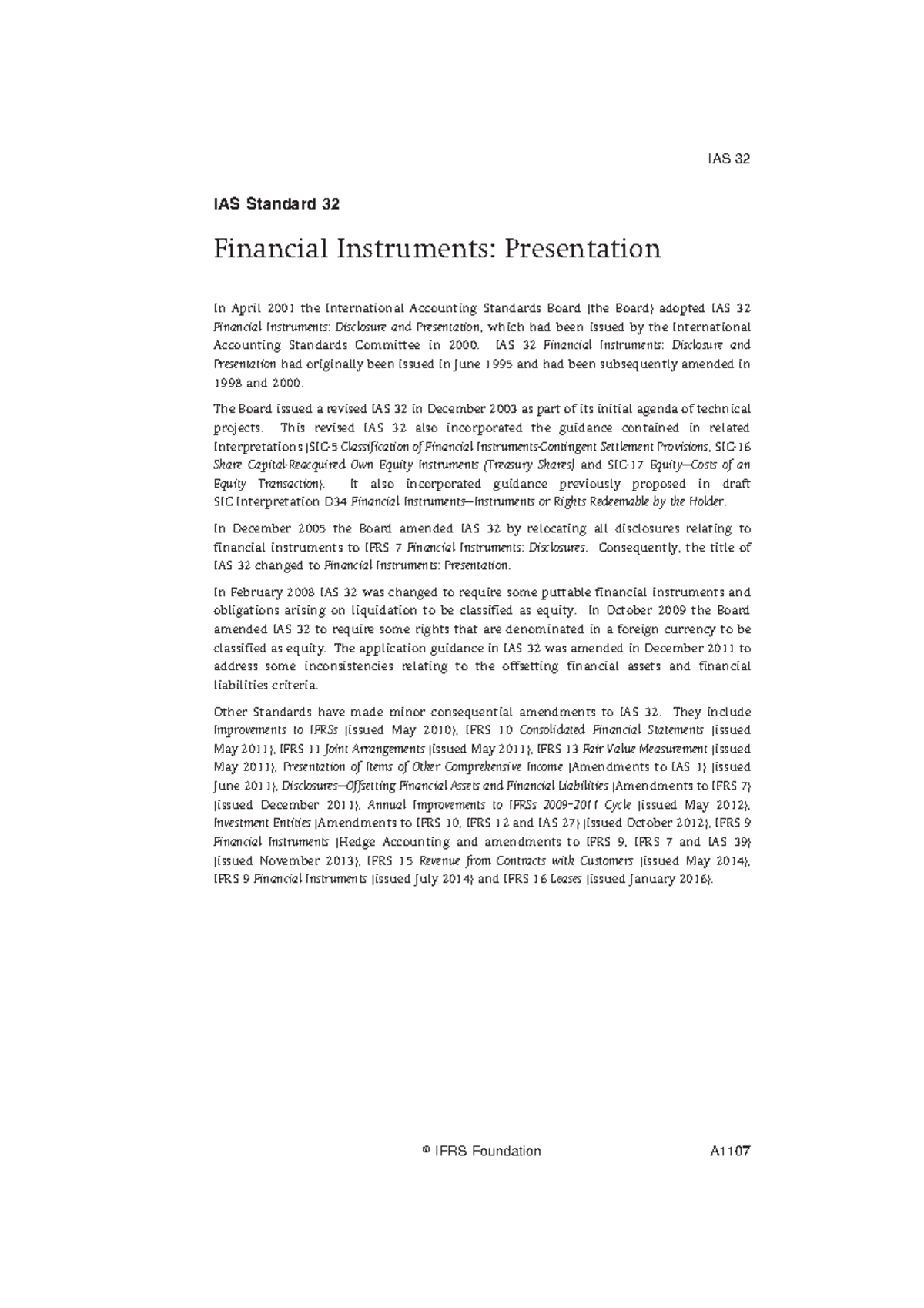 IAS 32 - Financial Instruments - Presentation-1 - IAS Standard 32 ...