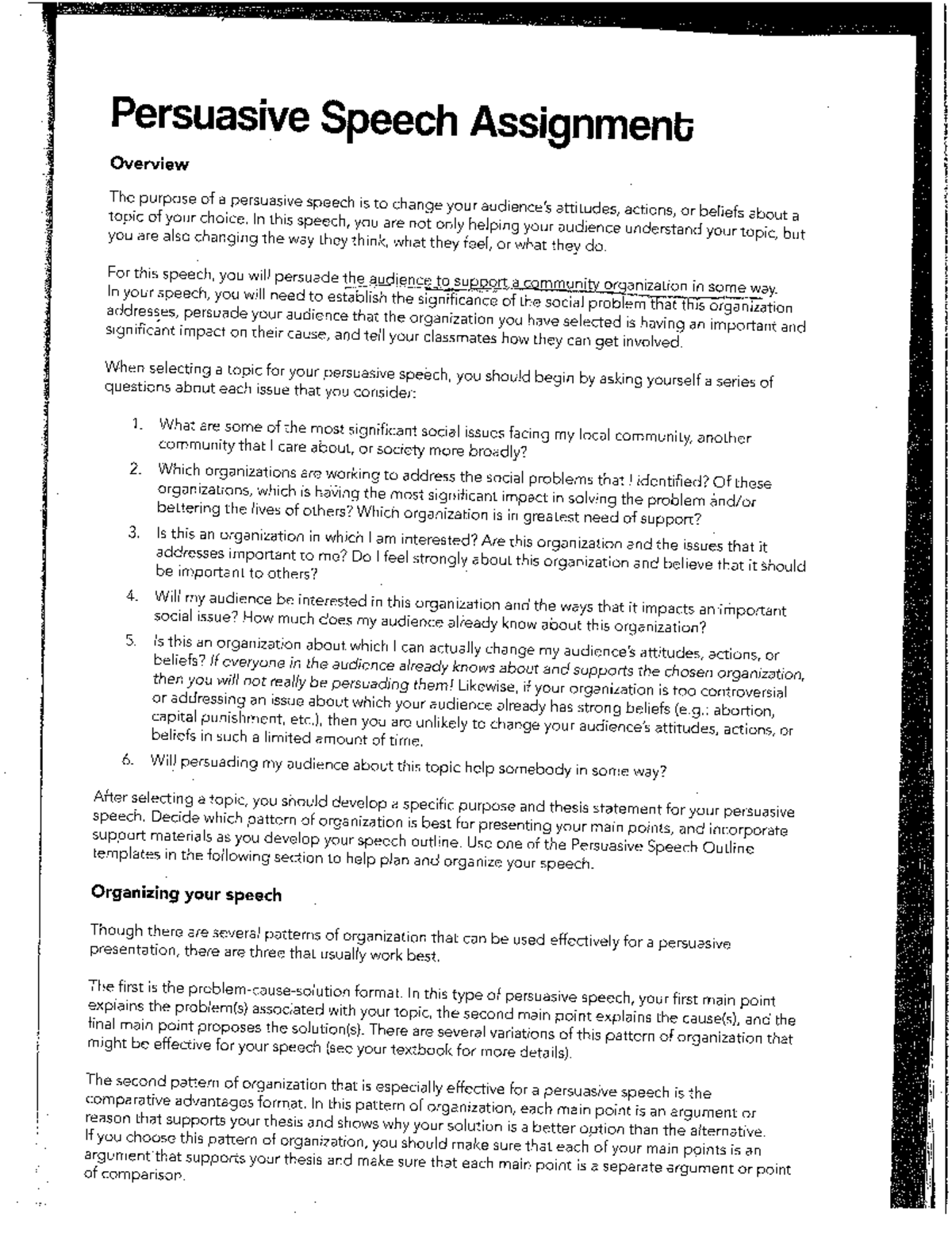 COM 304 Persuasive Speech packet - COM 304 - Studocu