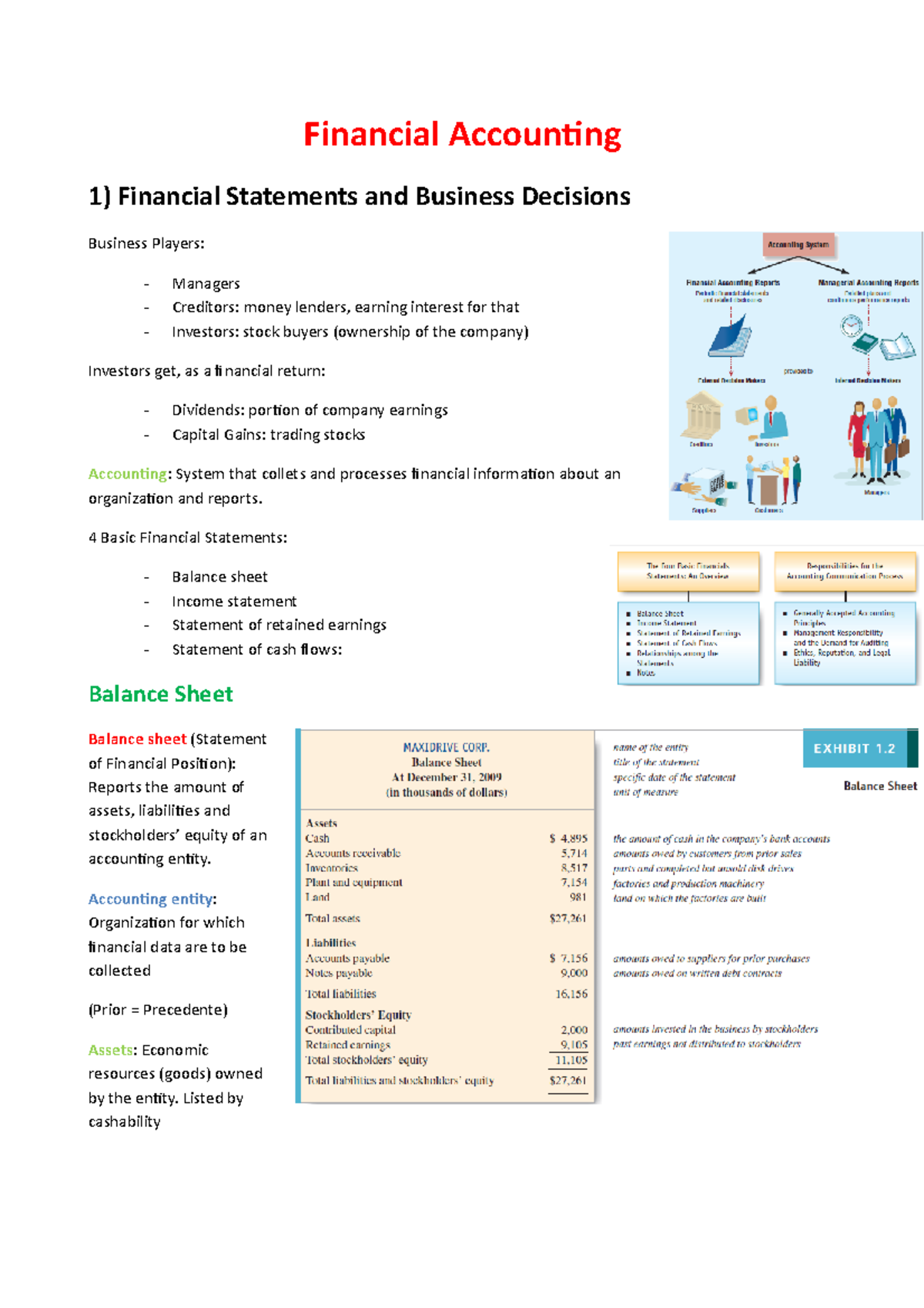 Financial accounting - Financial Accounting 1) Financial Statements and ...