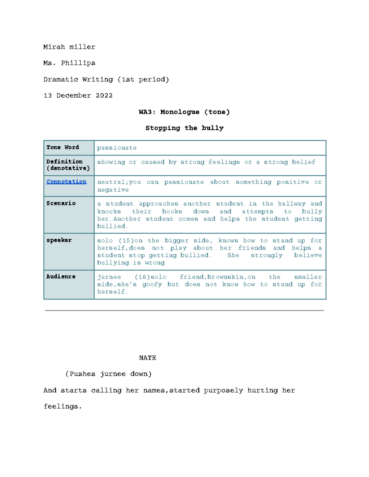 Nate Is That - Monologue Performance Draft Template - Mirah miller Ms ...