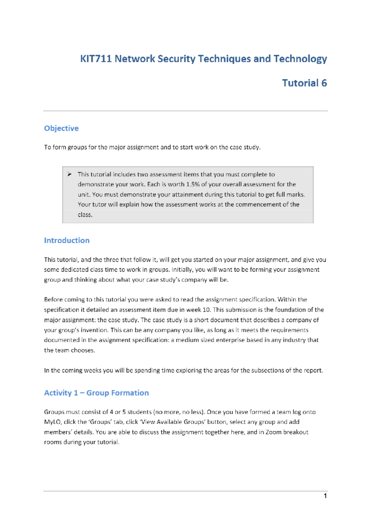 Kit711-tutorial-06 - KIT711 Network Security Techniques and Technology ...