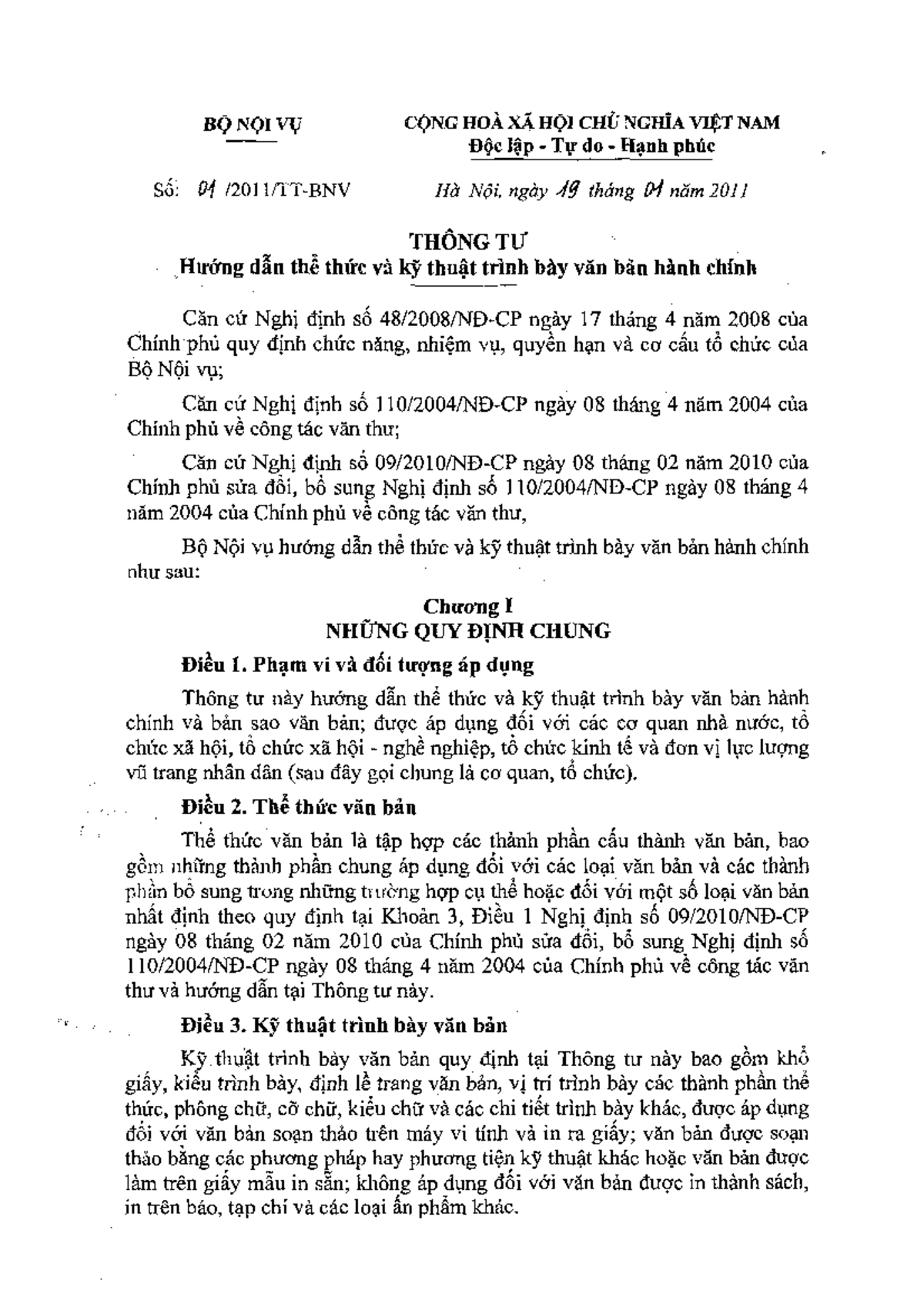 THE THUC VAN BAN 2011 - Nghị định 30, quy tắc sử dụng viết văn bản, lỗi ...