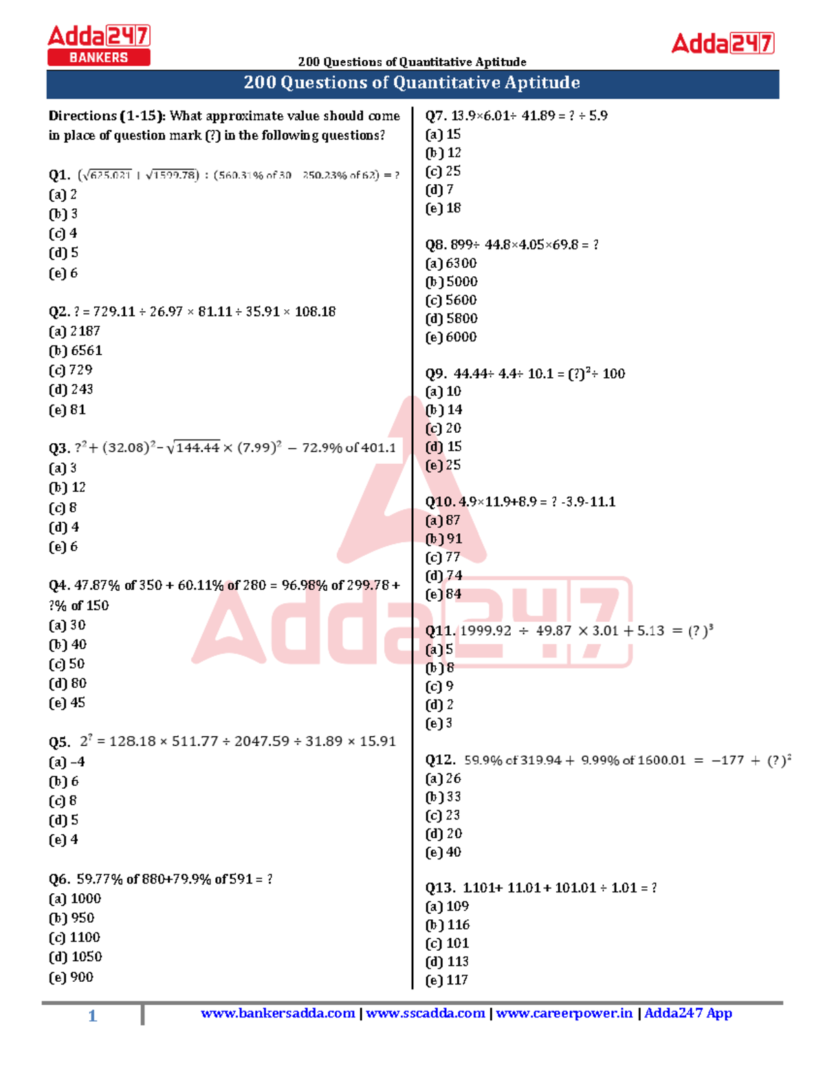 200 Questions of Quantitative Aptitude - 200 Questions of Quantitative ...