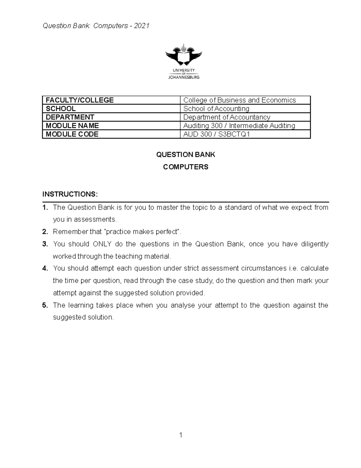 210225 .Computers Computers _Question bank - FACULTY/COLLEGE College of ...