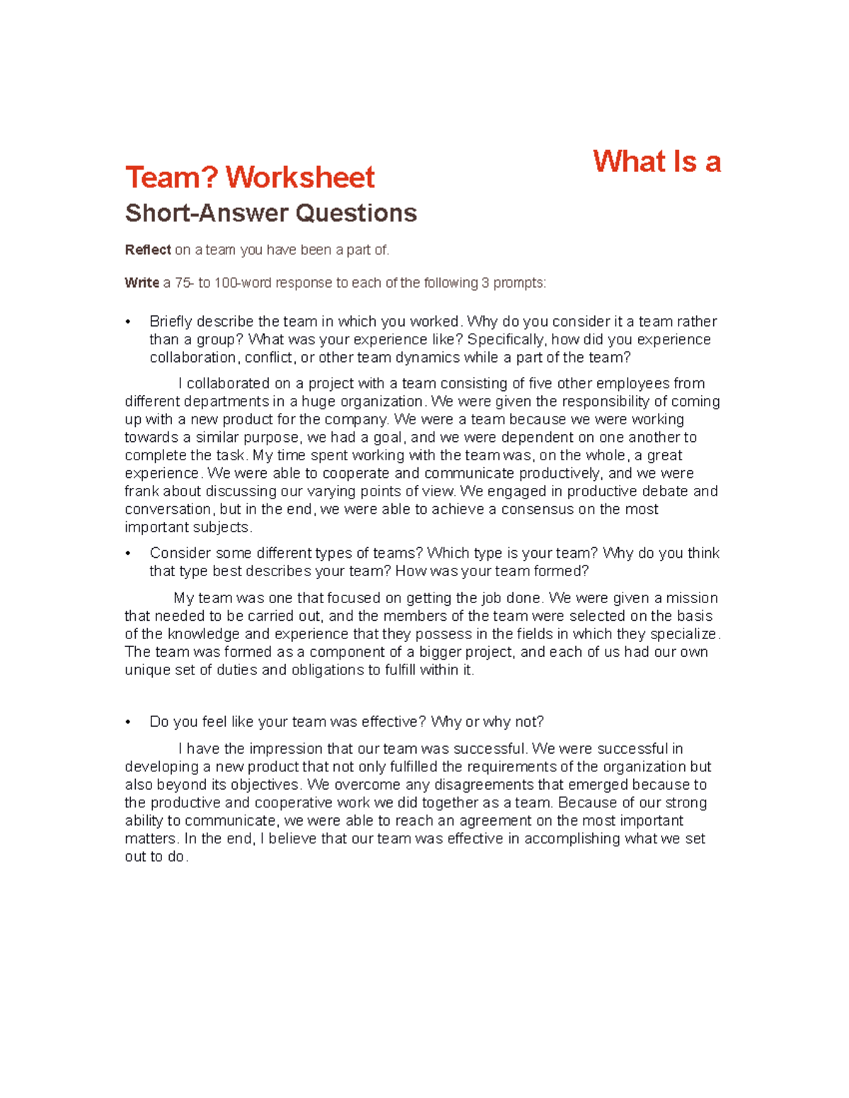 Soc110 V12 Wk1 What Is A Team Worksheet What Is A Team Worksheet