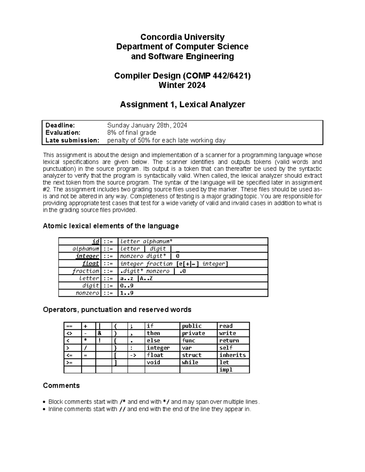 Assignment 1.COMP442-6421.paquet - Concordia University Department of Computer Science and ...