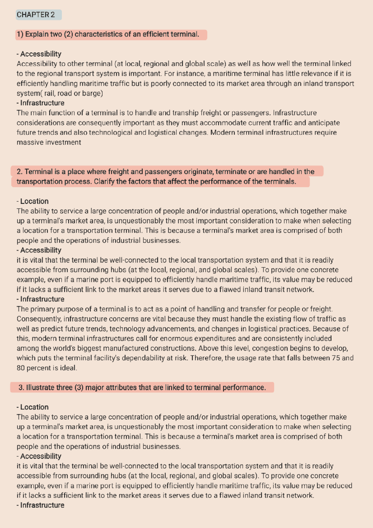 TPT EXERCISE CHAPTER 2 - Transportation to Business - Studocu