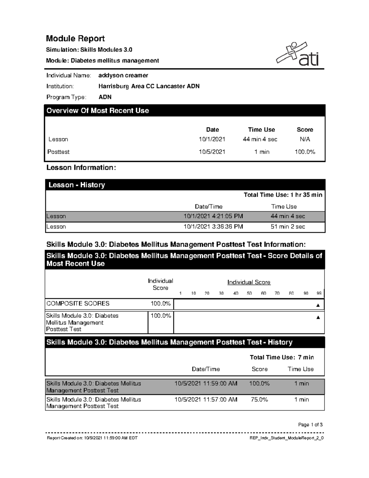 Diabetes Module Report - Module Report Simulation: Skills Modules 3 ...