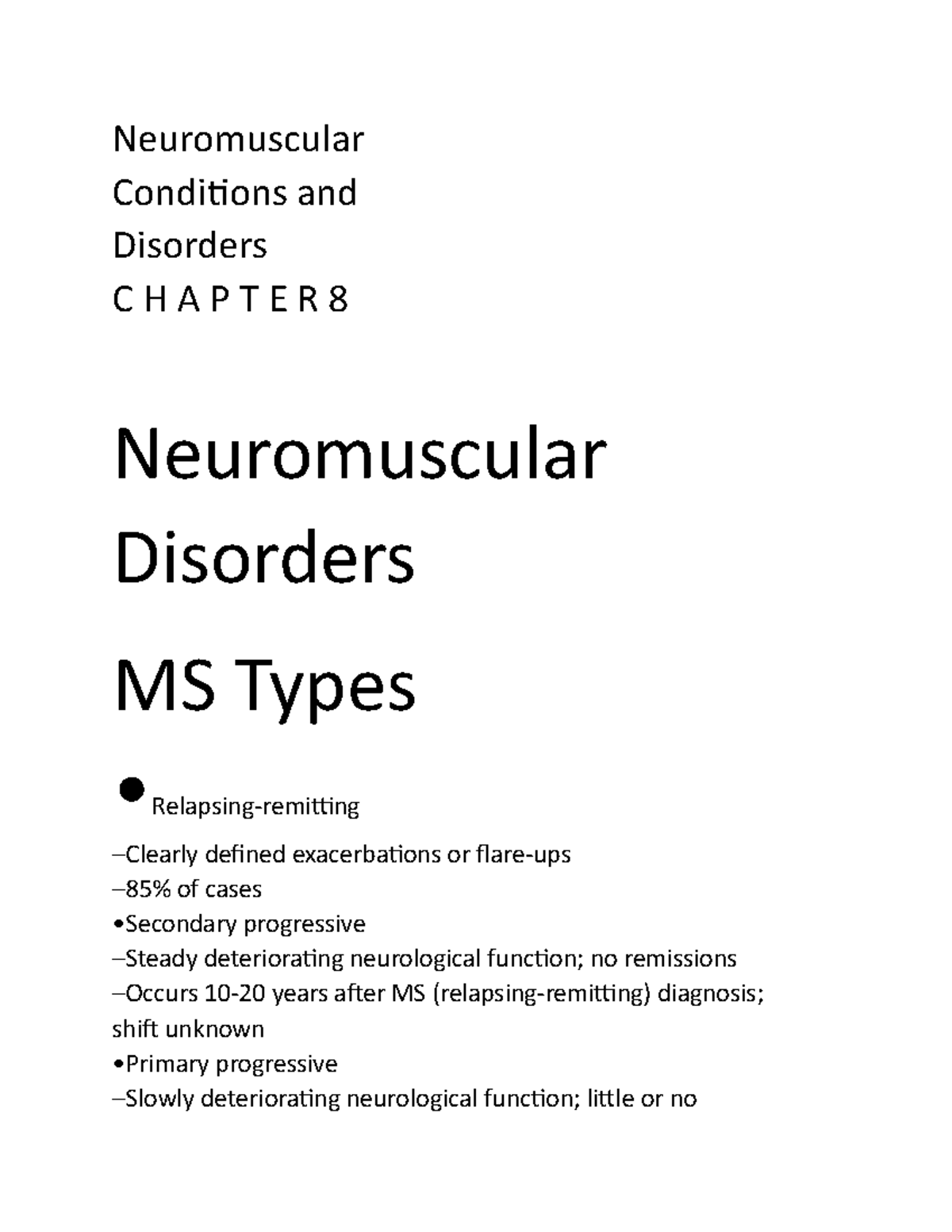 Document 11 - week 9 neuromuscular lec notes BIOL - Neuromuscular ...