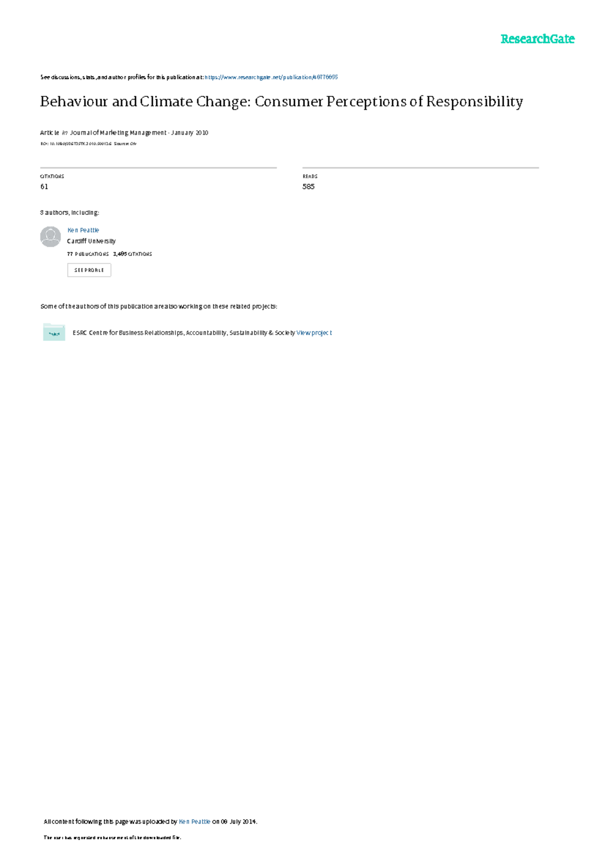 Behaviour and Climate Change Consumer Perceptions - See discussions ...