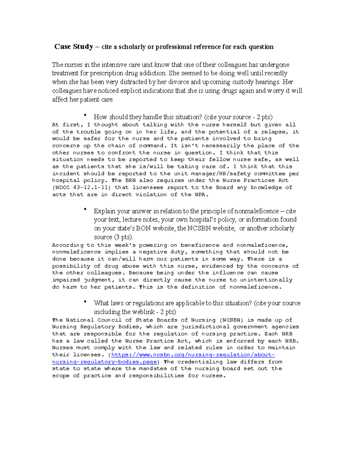 Nonmaleficence 2023 case study - Case Study – cite a scholarly or ...