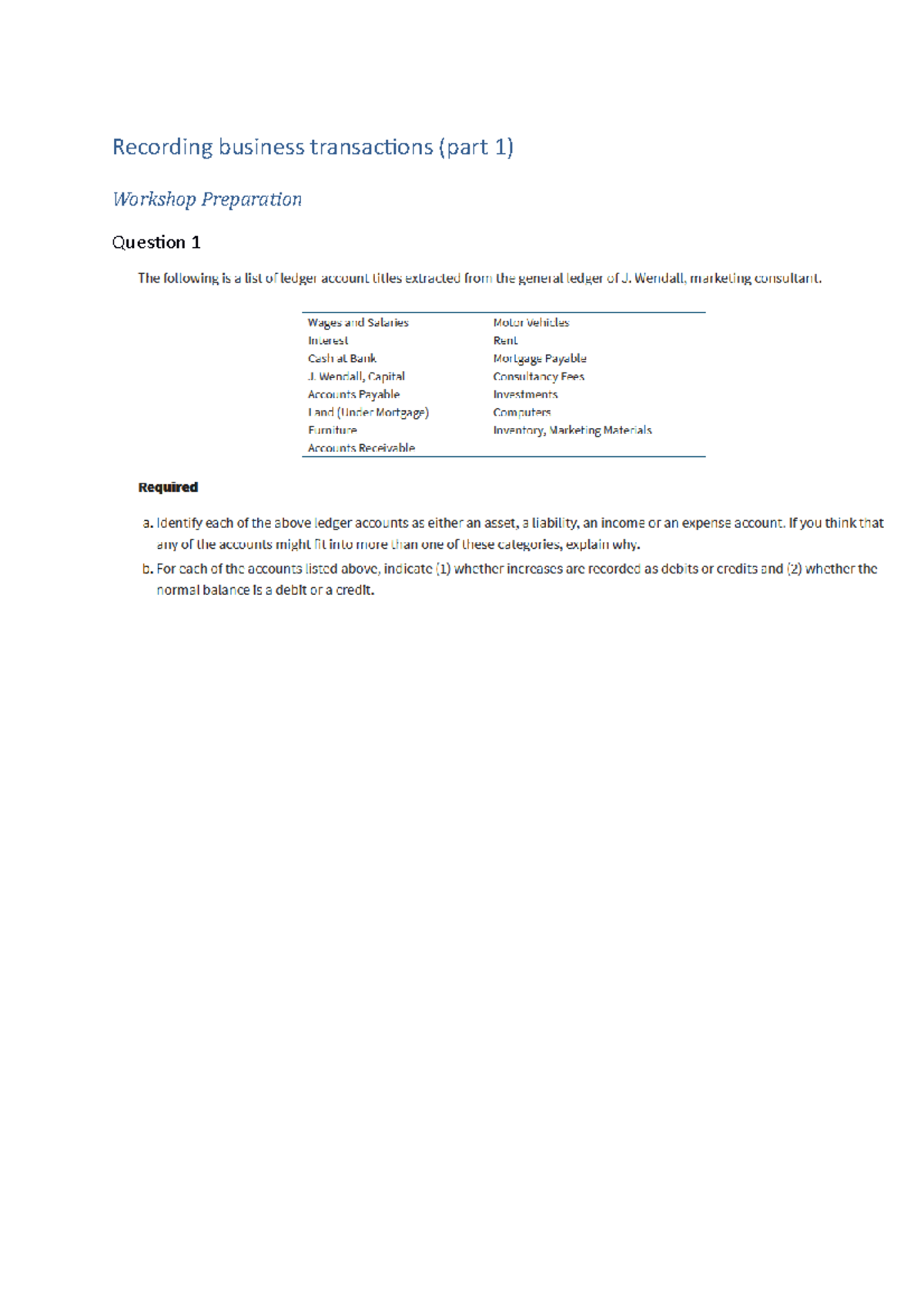 Module 1 Questions - Recording business transactions (part 1) Workshop ...