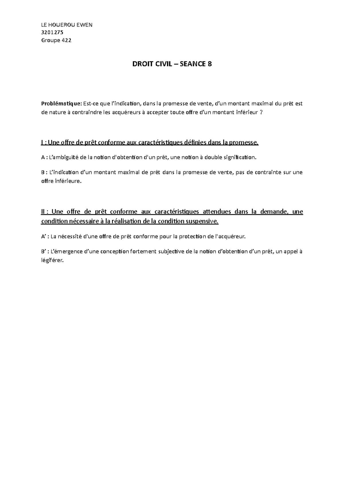 Plan Civil A rendre - Plan commentaire - LE HOUEROU EWEN 3201275 Groupe ...