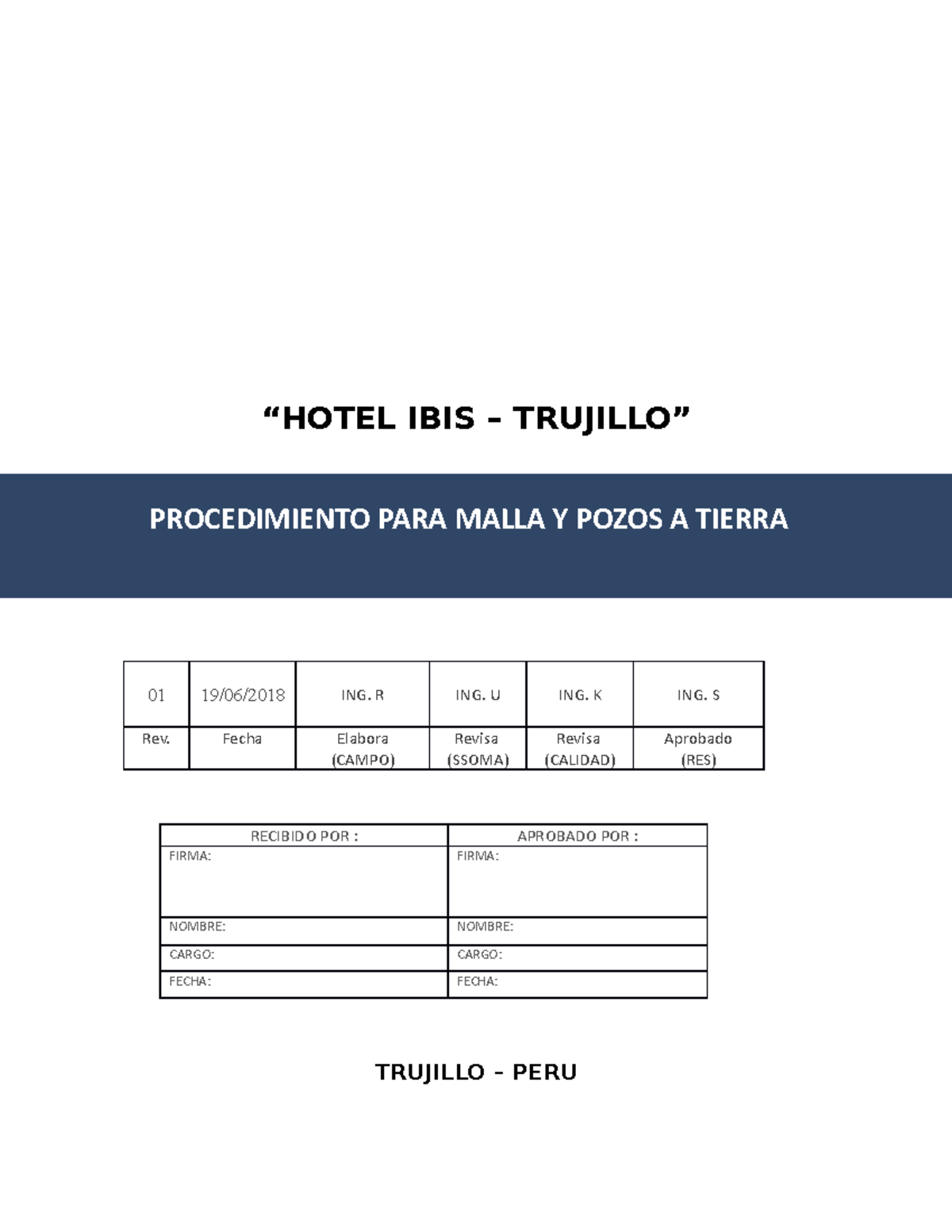 PR 005 Procedimiento de Procedimiento Puesta a Tierra rev 01 - “HOTEL IBIS – TRUJILLO ...