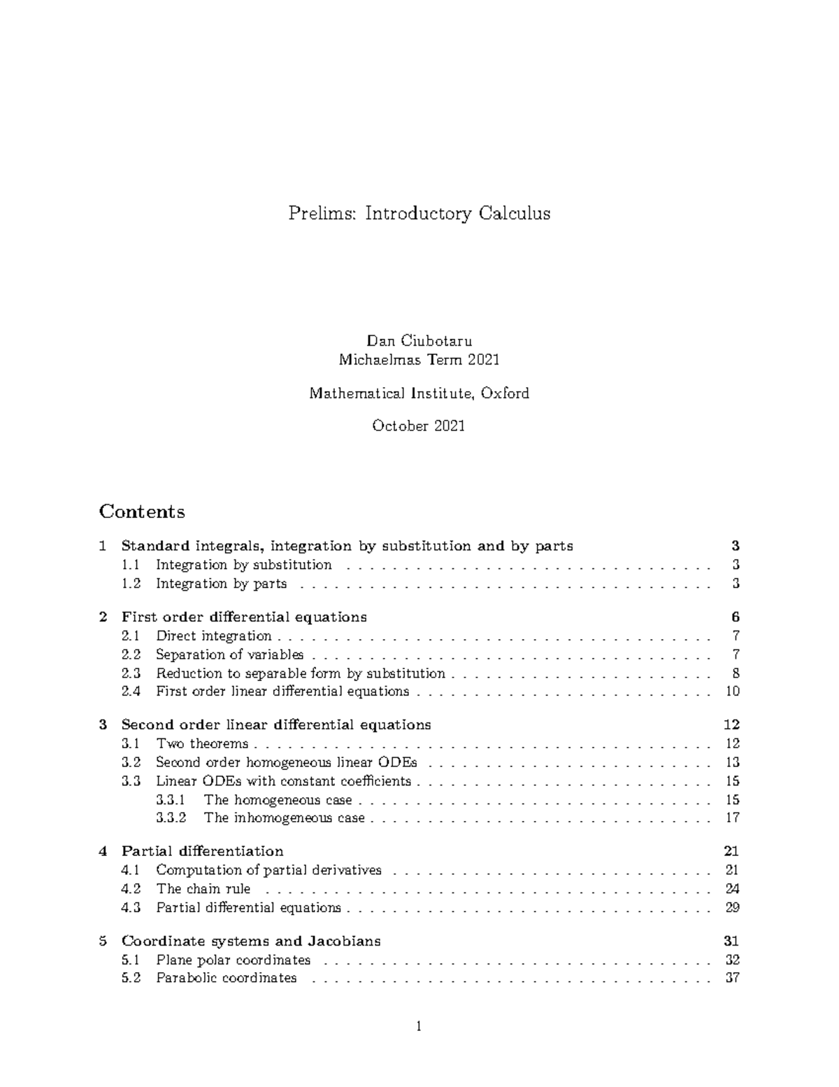 Introductory calculus - Prelims: Introductory Calculus Acknowledgements ...
