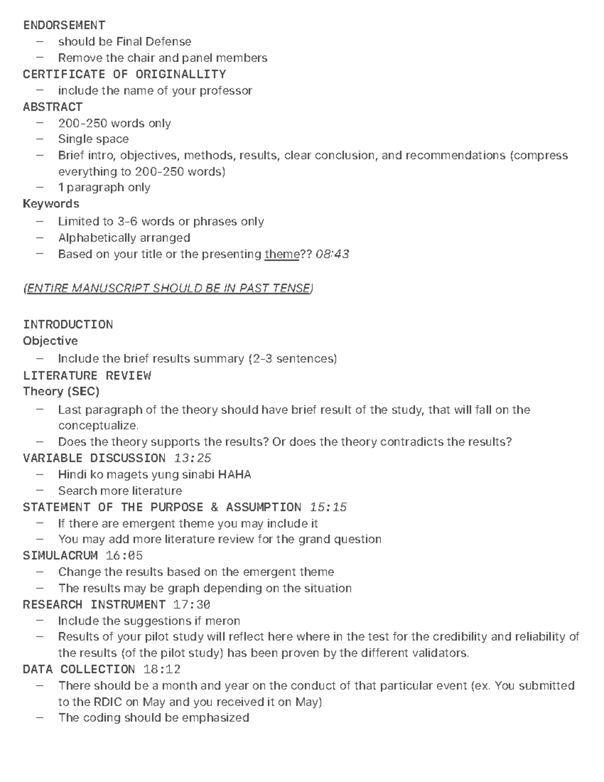 Qualitative discussion notes ...