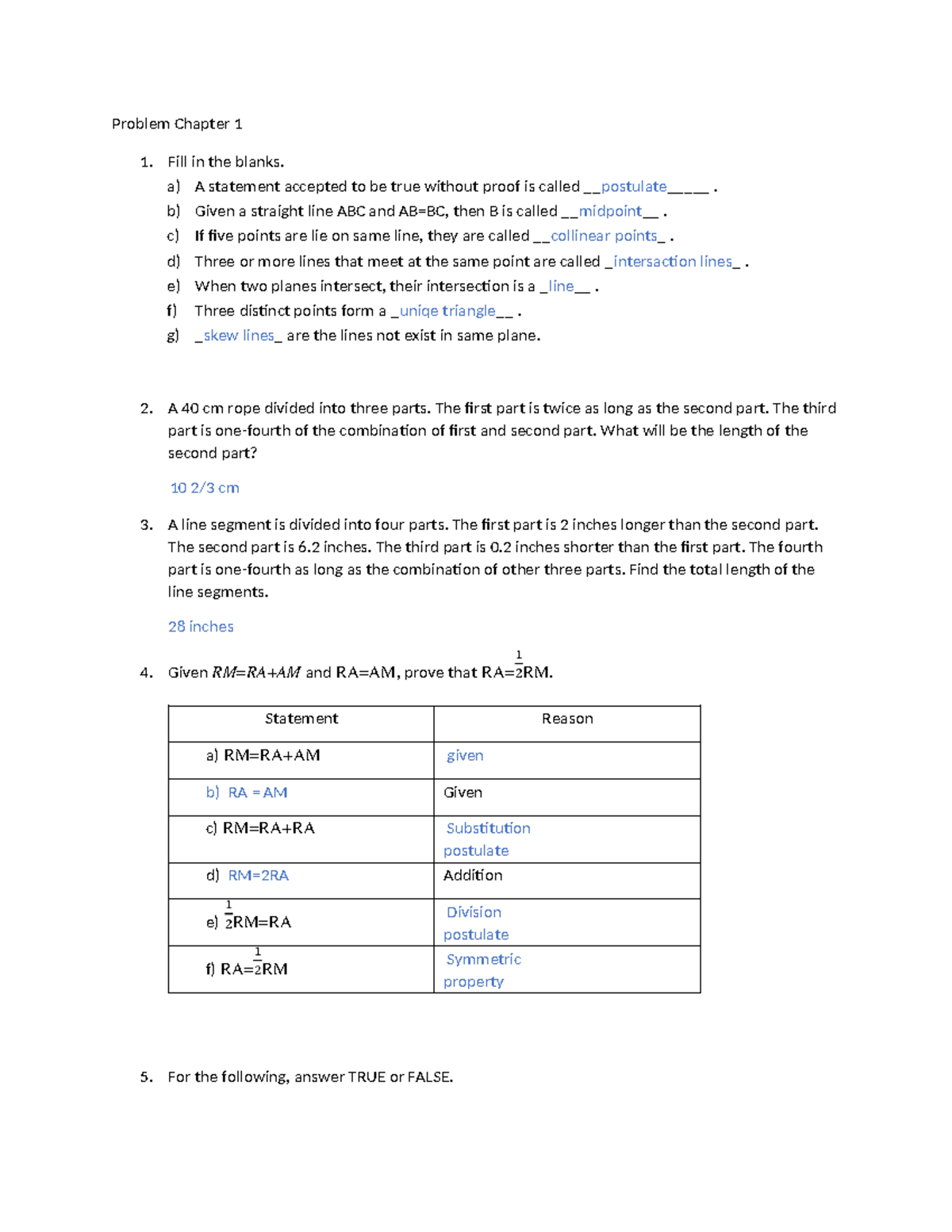 Problem Chapter 1 - jedbkuwcbuka - Problem Chapter 1 1. Fill in the ...
