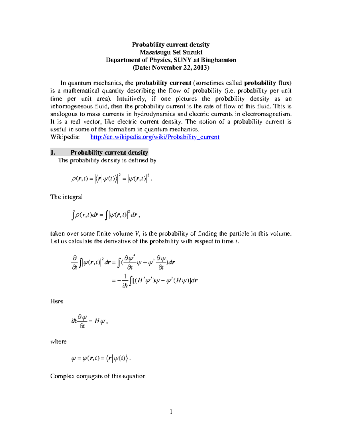 12-2 Probability current density - Probability current density ...