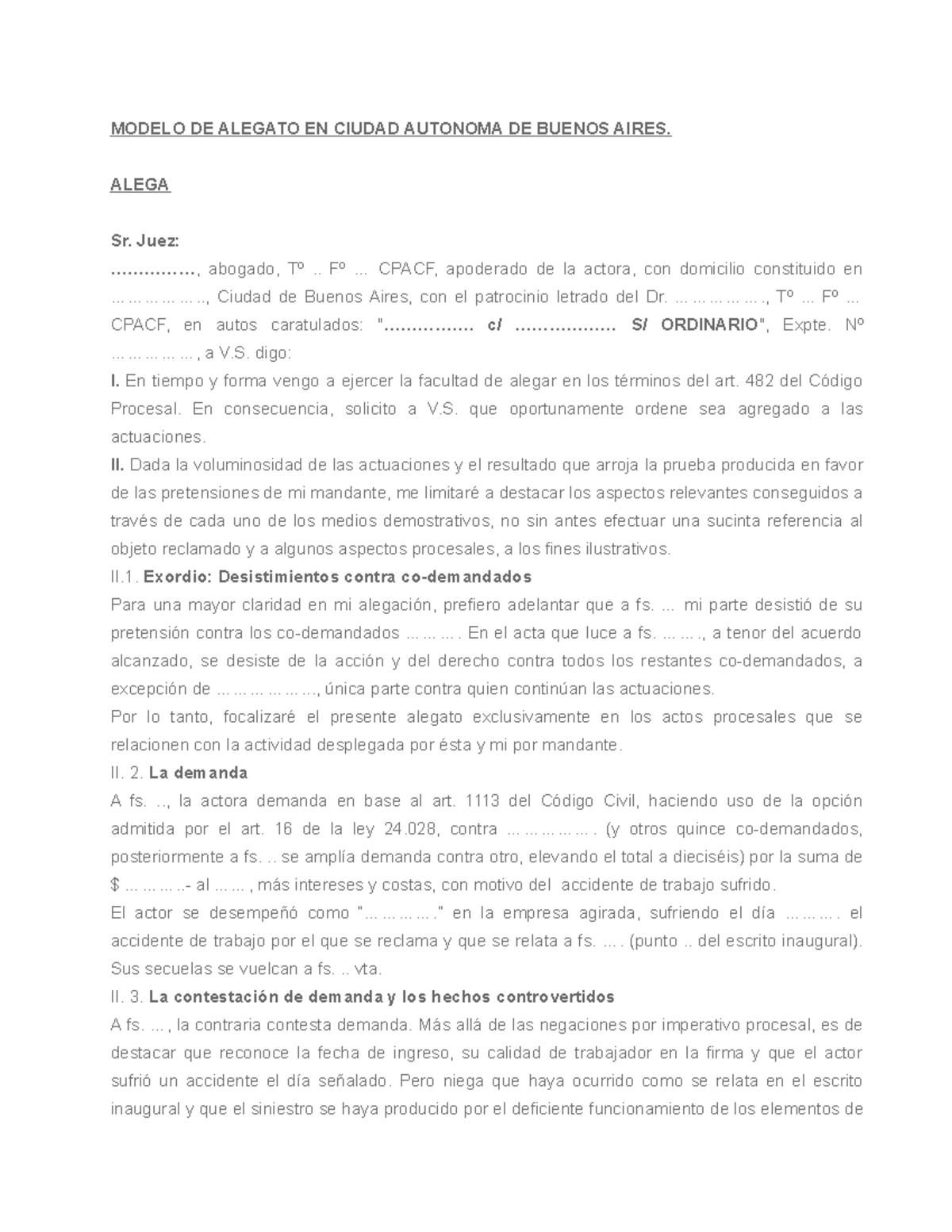 Modelo DE Alegato EN Ciudad Autonoma DE Buenos Aires - MODELO DE ...