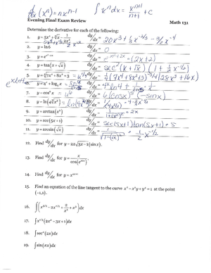 Exam 4 Practice Test with Solutions for Calculus 1 - MATH 1510 - Studocu