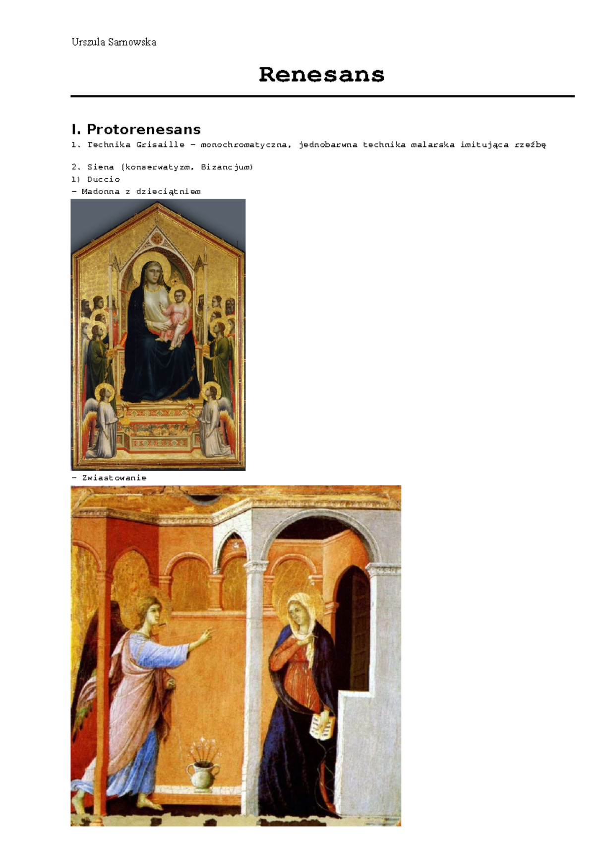 Renesans - historia sztuki - UZ - Studocu