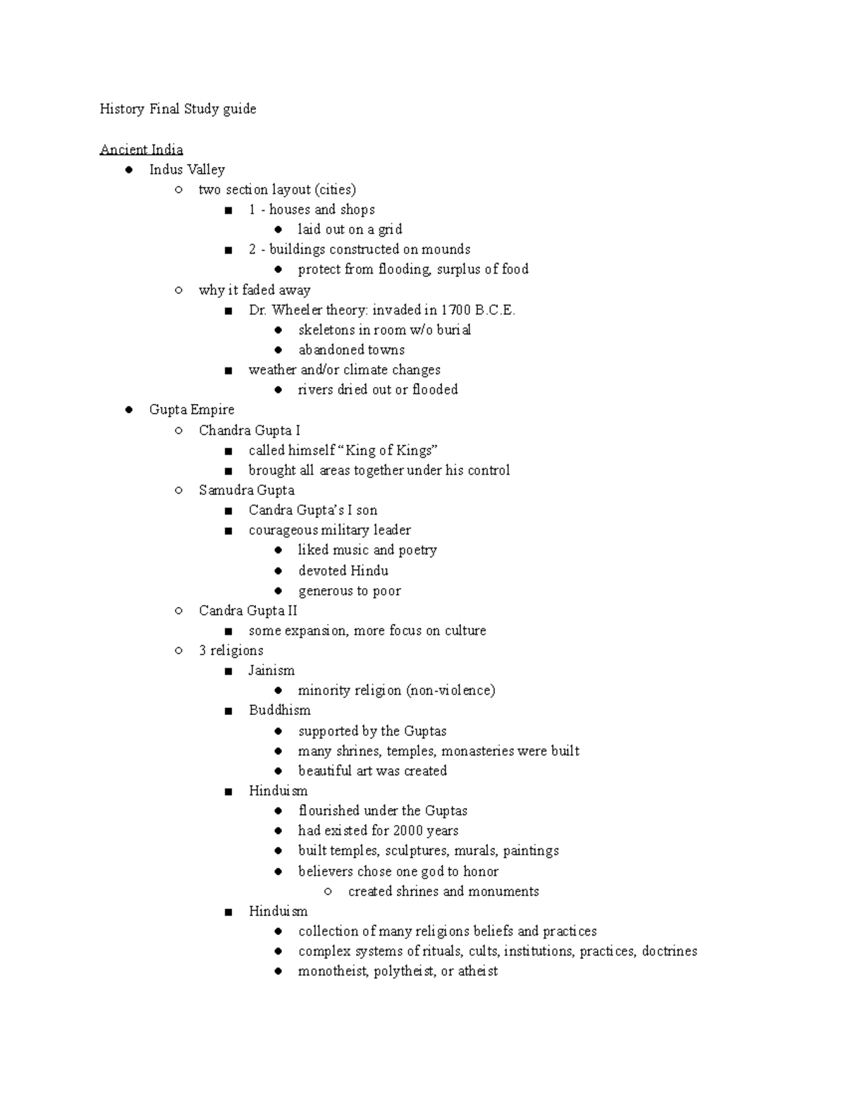 Anthro 3 History Final Study guide 2 - History Final Study guide ...