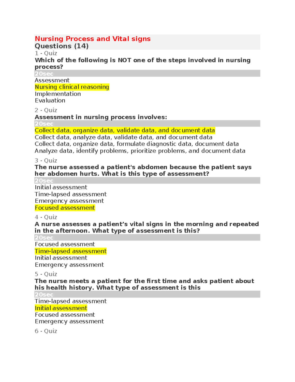 Kayoot Questions NURS 175 - Nursing Process and Vital signs Questions ...