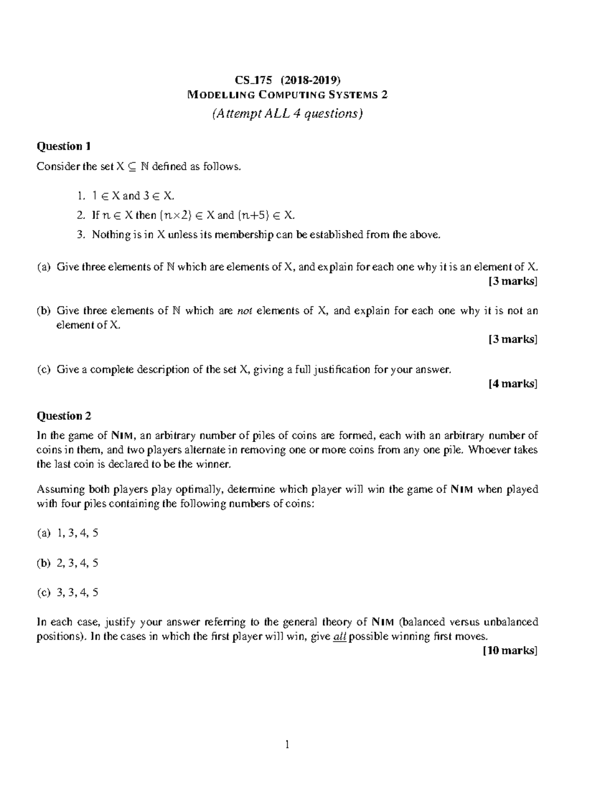 CS 175 Exam 2019 - past peeps - CS-175 - Swansea - Studocu