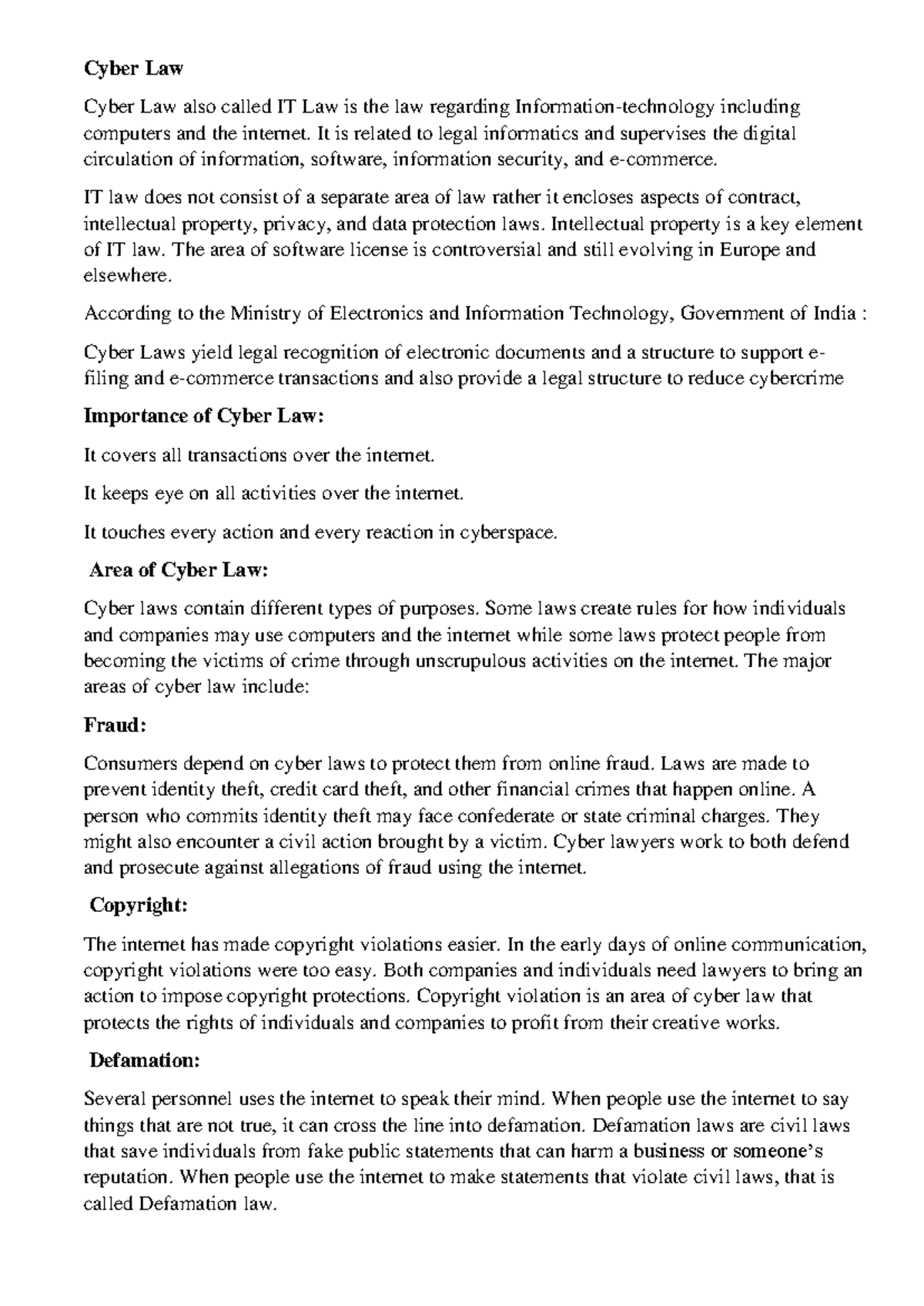 Cyber Law - info - Cyber Law Cyber Law also called IT Law is the law ...