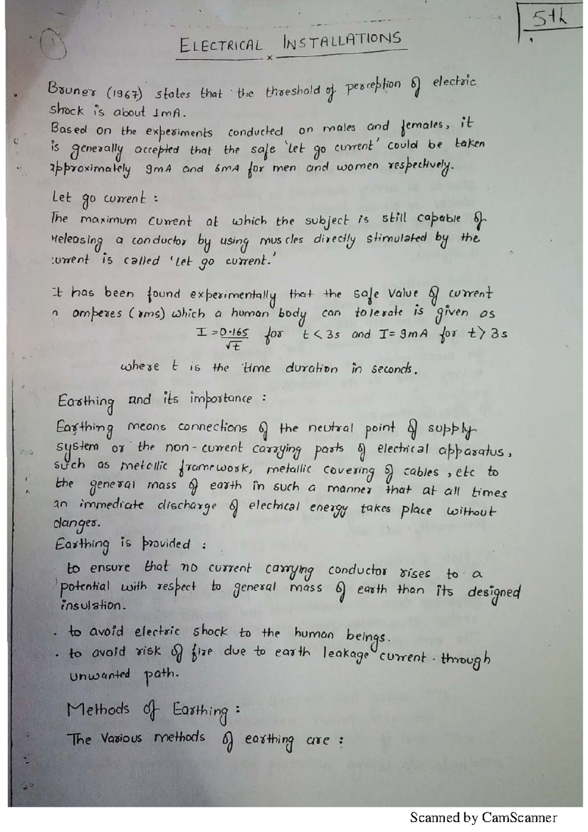 5th unit Electrical Installations - B.tech - Studocu