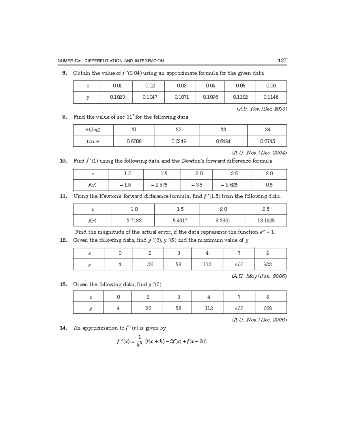 Numerical Methods-8 - ####### NUMERICAL DIFFERENTIATION AND INTEGRATION 127 Obtain the value of ...