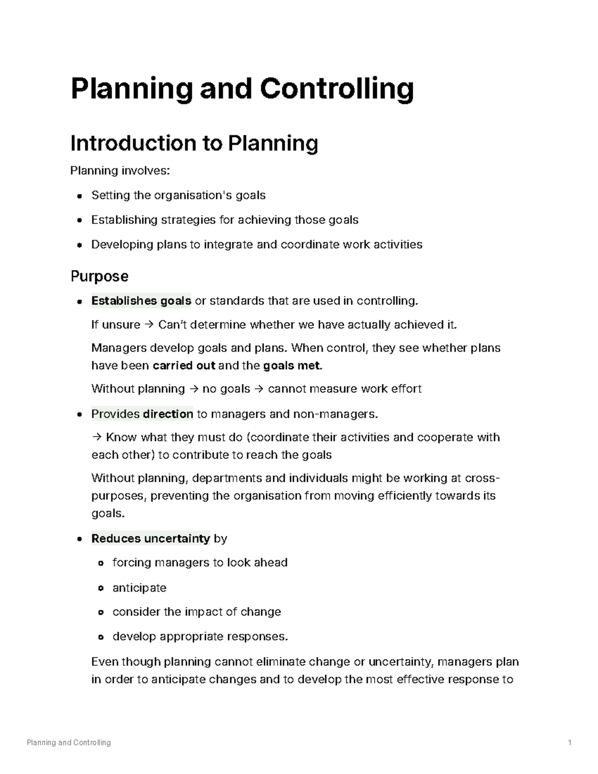 Planning and Controlling - Planning and Controlling Introduction to ...