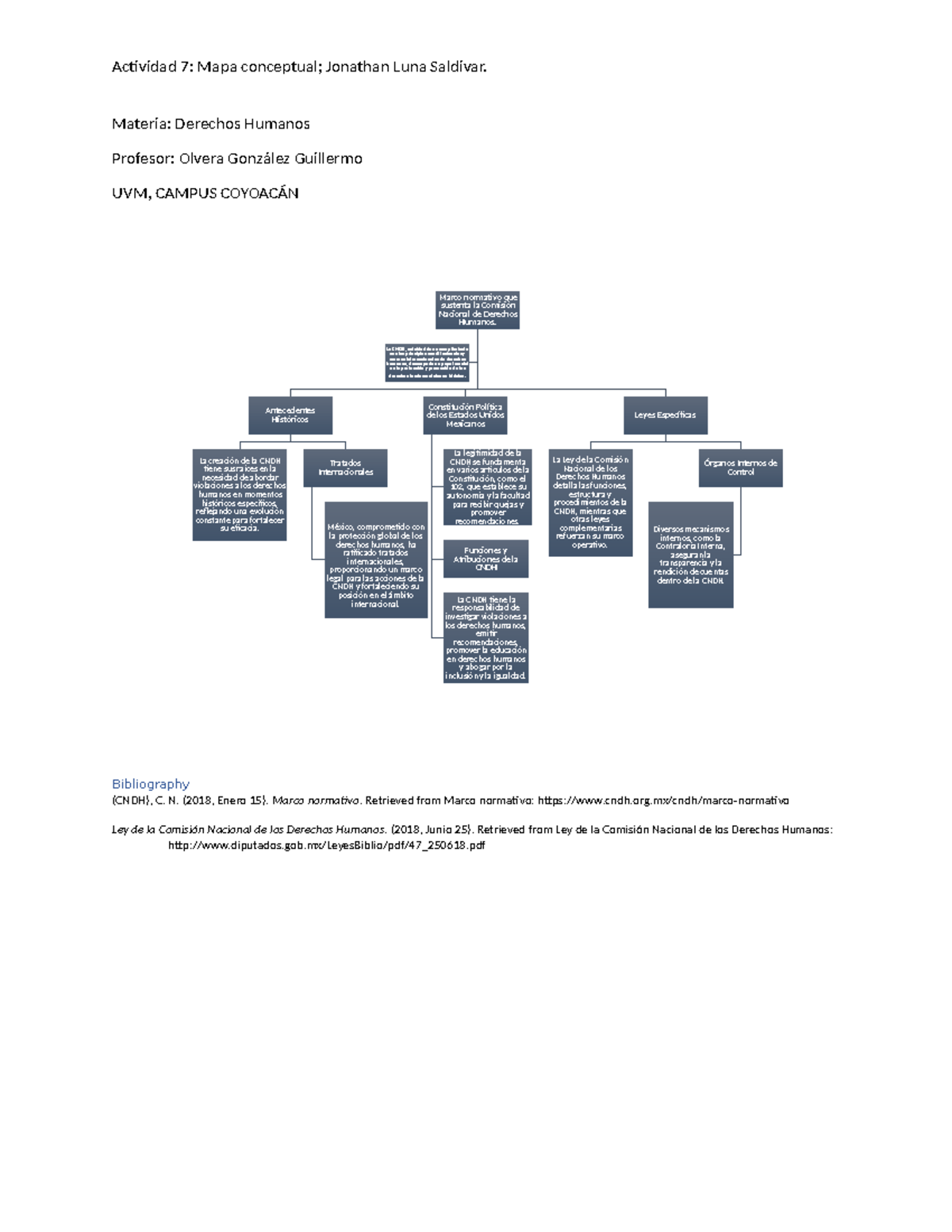 Doc1 - AQQQQQQ - Actividad 7: Mapa conceptual; Jonathan Luna Saldivar. Materia: Derechos Humanos ...