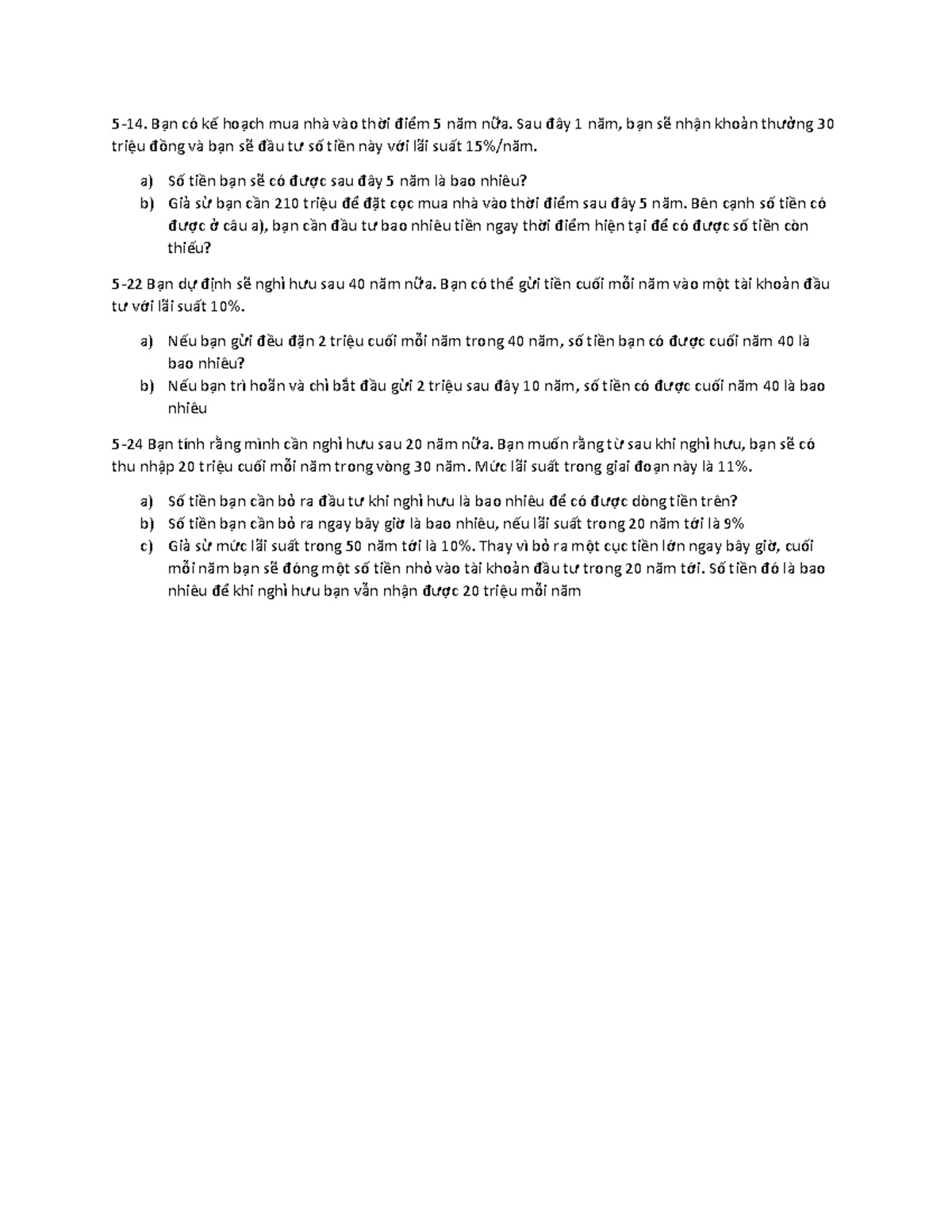 03 tvm baitapnangcao - Bài tập nâng cao về tài chính tiền tệ - 5-14. B¿n cÛ k¿ ho¿ch mua nh‡ v‡o ...