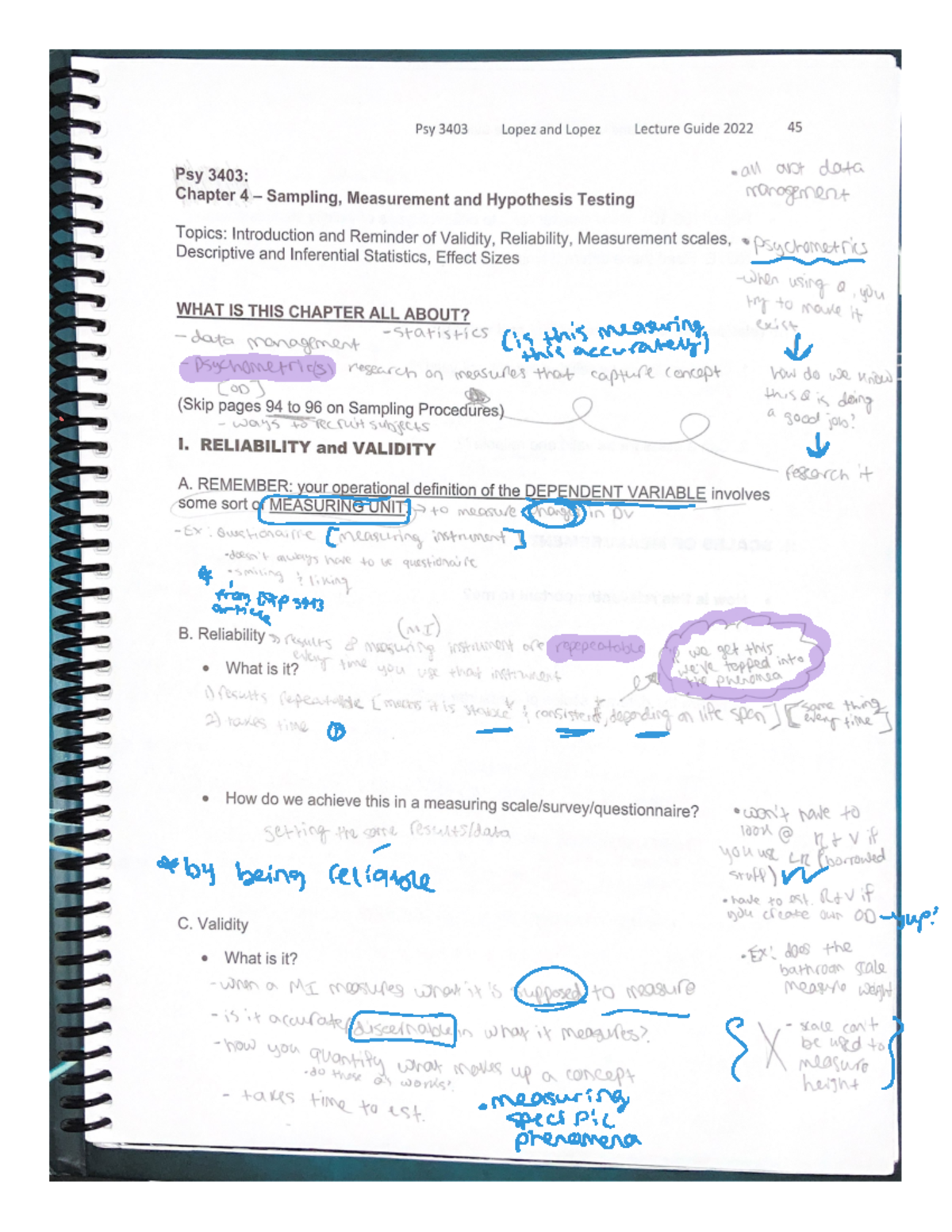 Psy 3403 - directly from the lecture guide. professor stella lopez ...