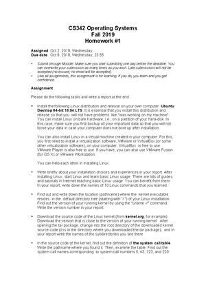 Bilkent CS Operating Systems Project 2 - Document version: v1. CS342 Operating Systems – Spring ...