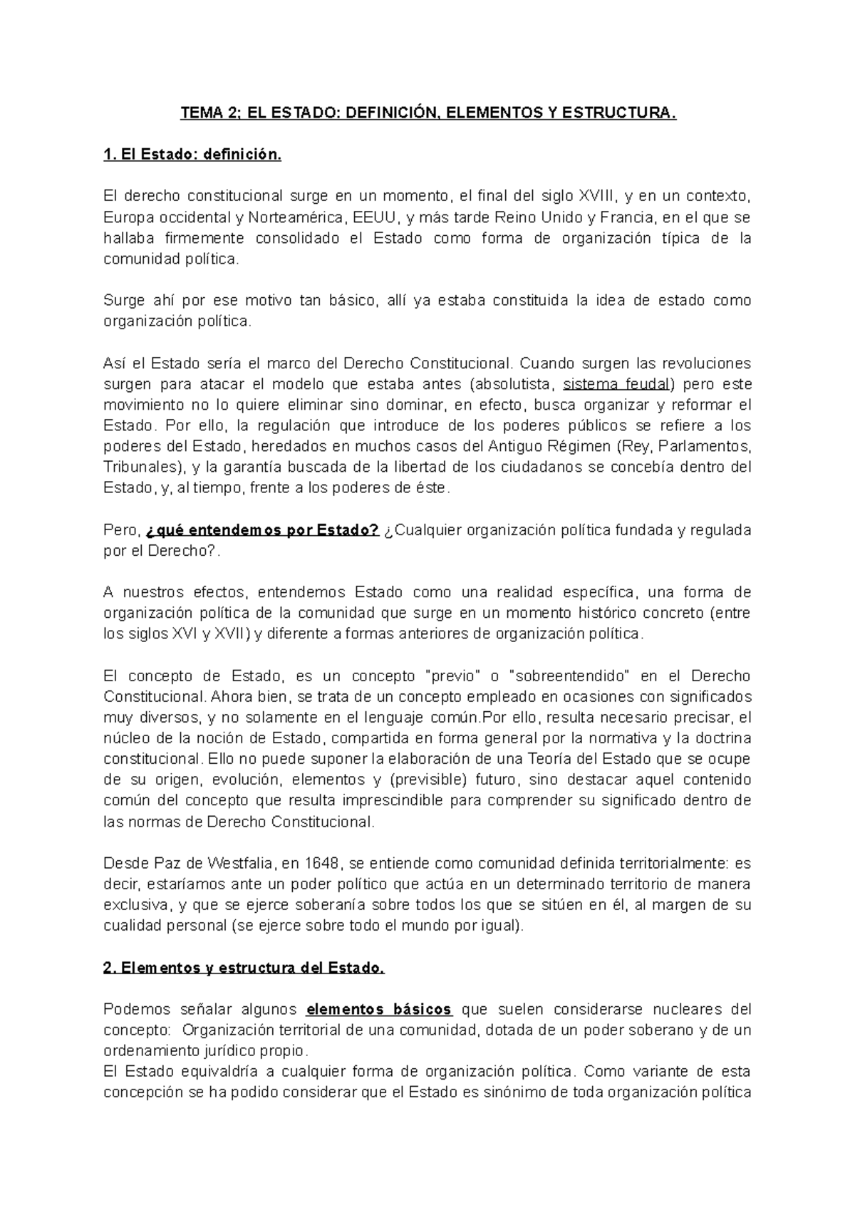 TEMA 2; EL Estado Definición, Elementos Y Estructura - TEMA 2; EL ...