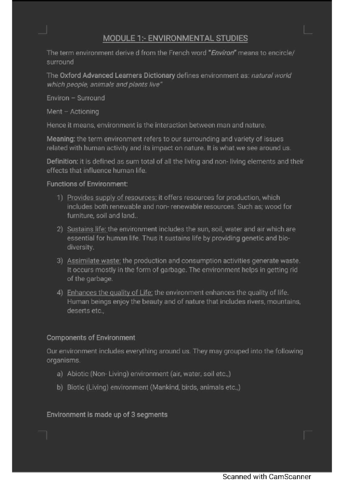 EVS Module 1 - Bcom Finance Evs Semester 1 - bcom finance - Studocu