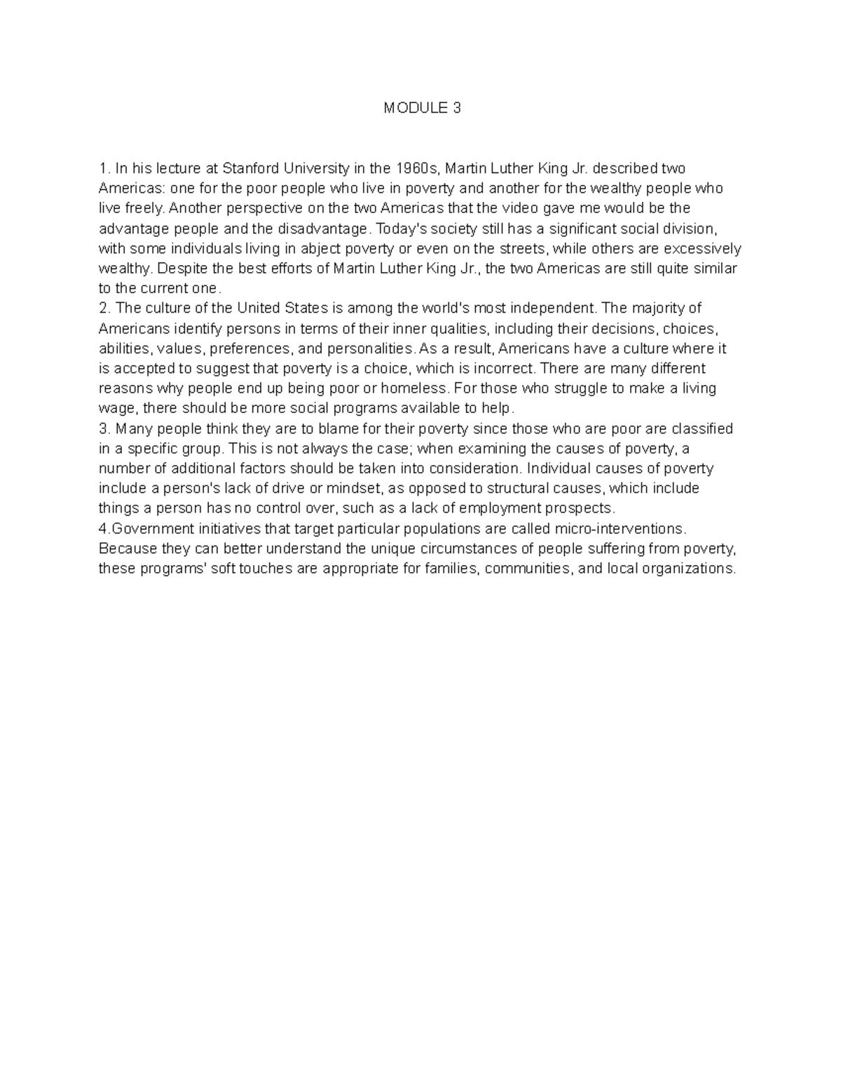 Module 3 social problems - MODULE 3 In his lecture at Stanford ...