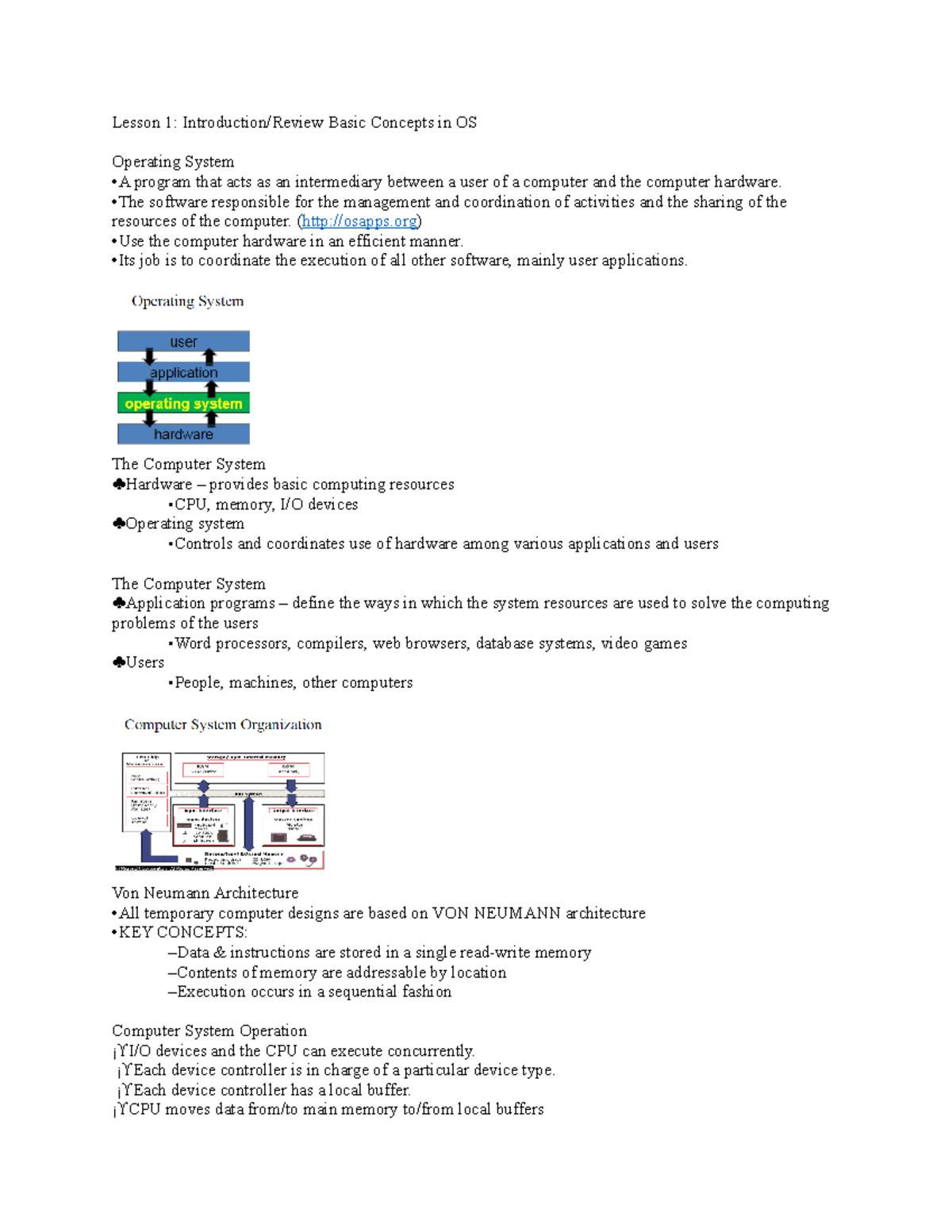 Advance OS Lecture - Lesson 1: Introduction/Review Basic Concepts in OS ...
