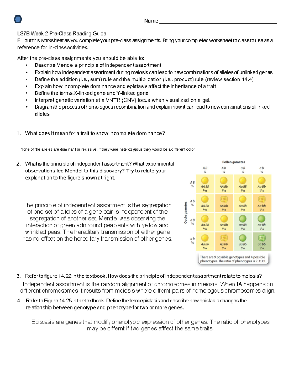 LS7B Week 2 Pre-Class Reading Guide - Name LS7B Week 2 Pre-Class ...