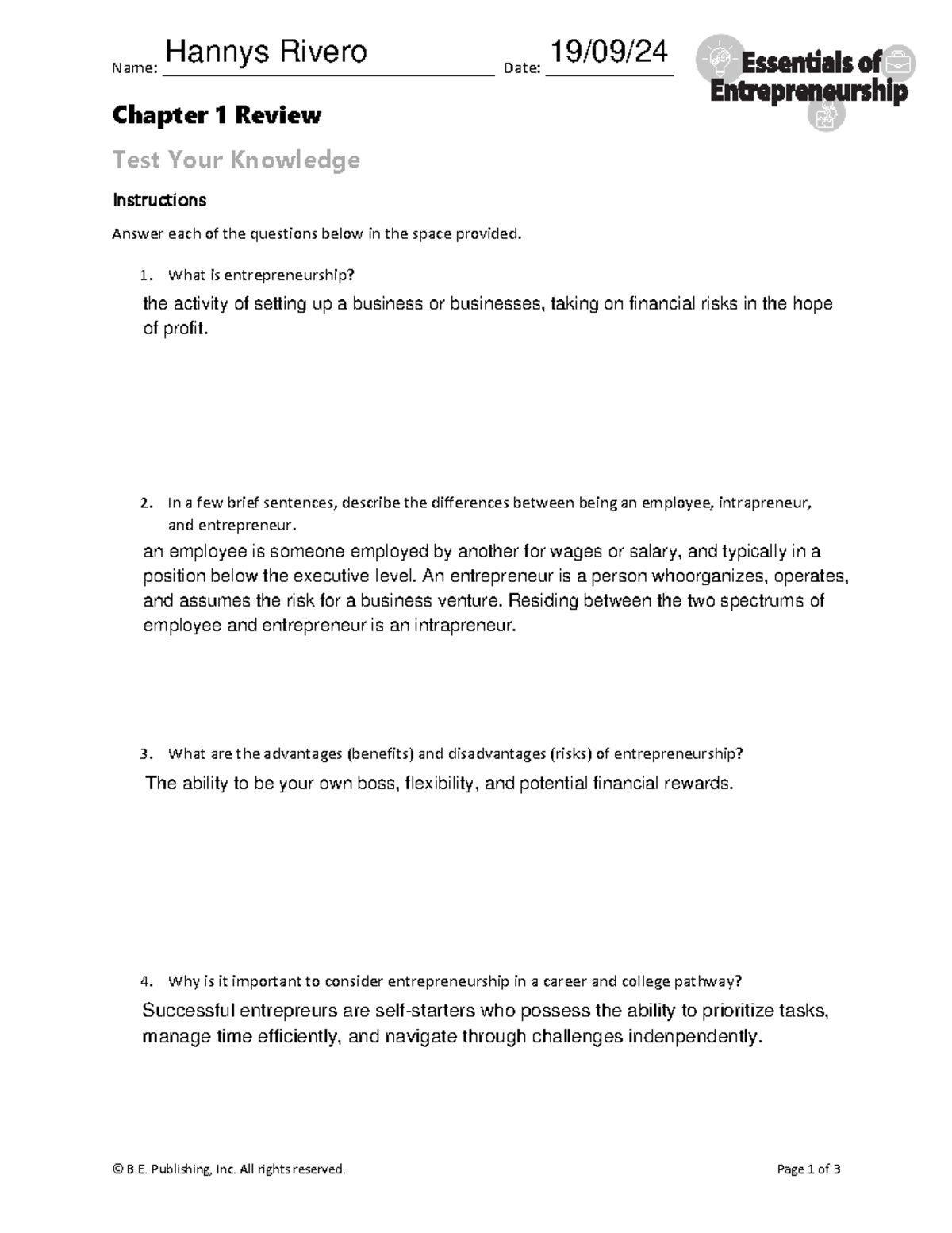 Chapter 1 Test Your Knowledge 1 - Name ...