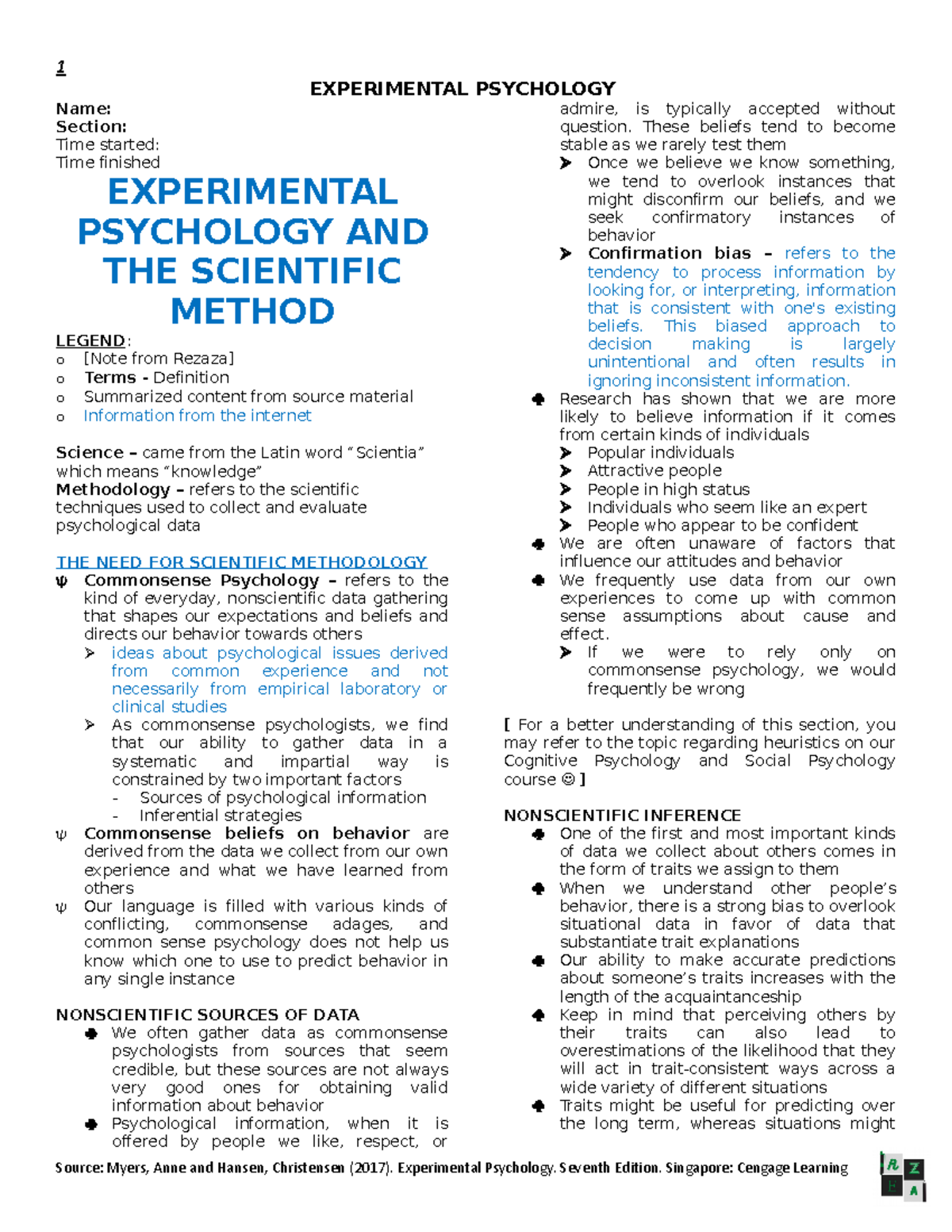 Experimental Psychology Lesson 1 Experimental Psychology and the ...