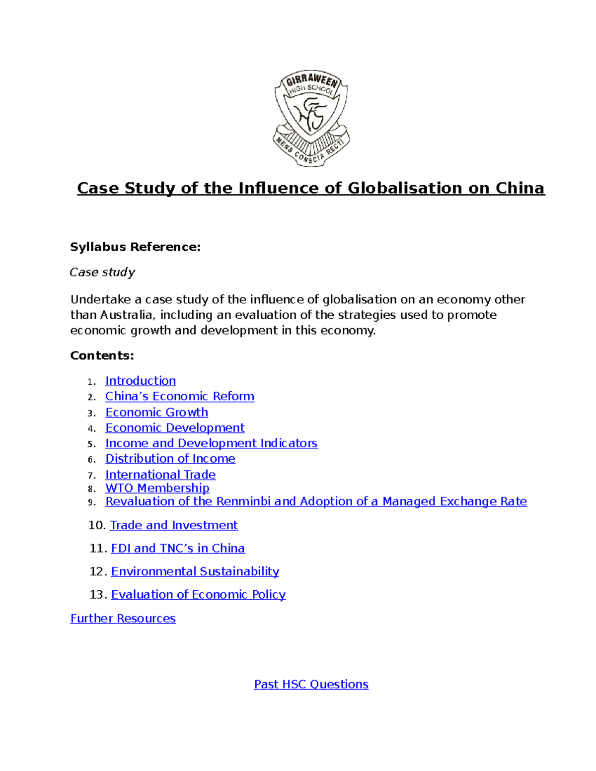 3b. Case Study of the Influence of Globalisation on China 2 - Case ...
