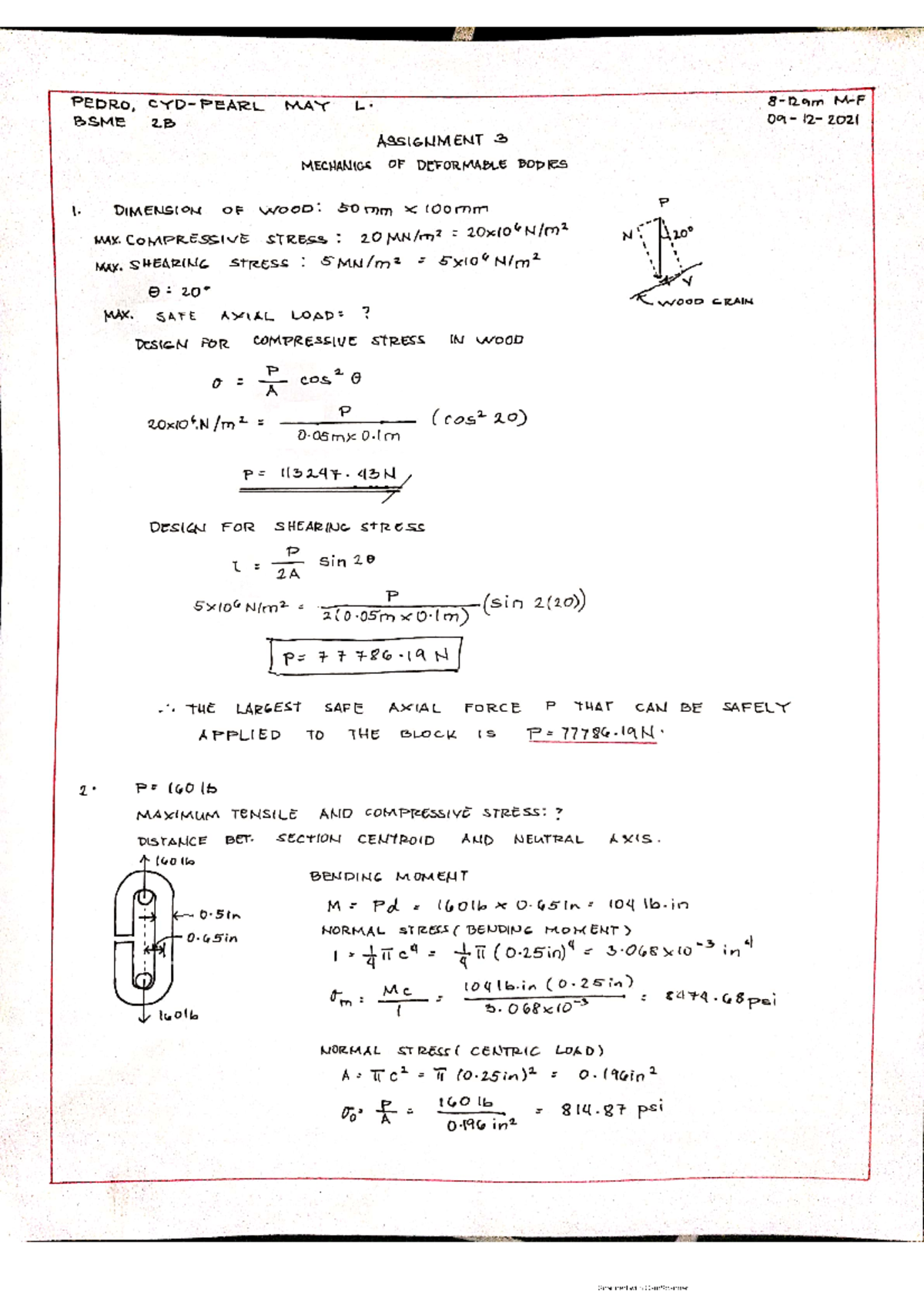 Asgn3mech - mechanics of deformable bodies will help students to their lessons - Mechanical ...