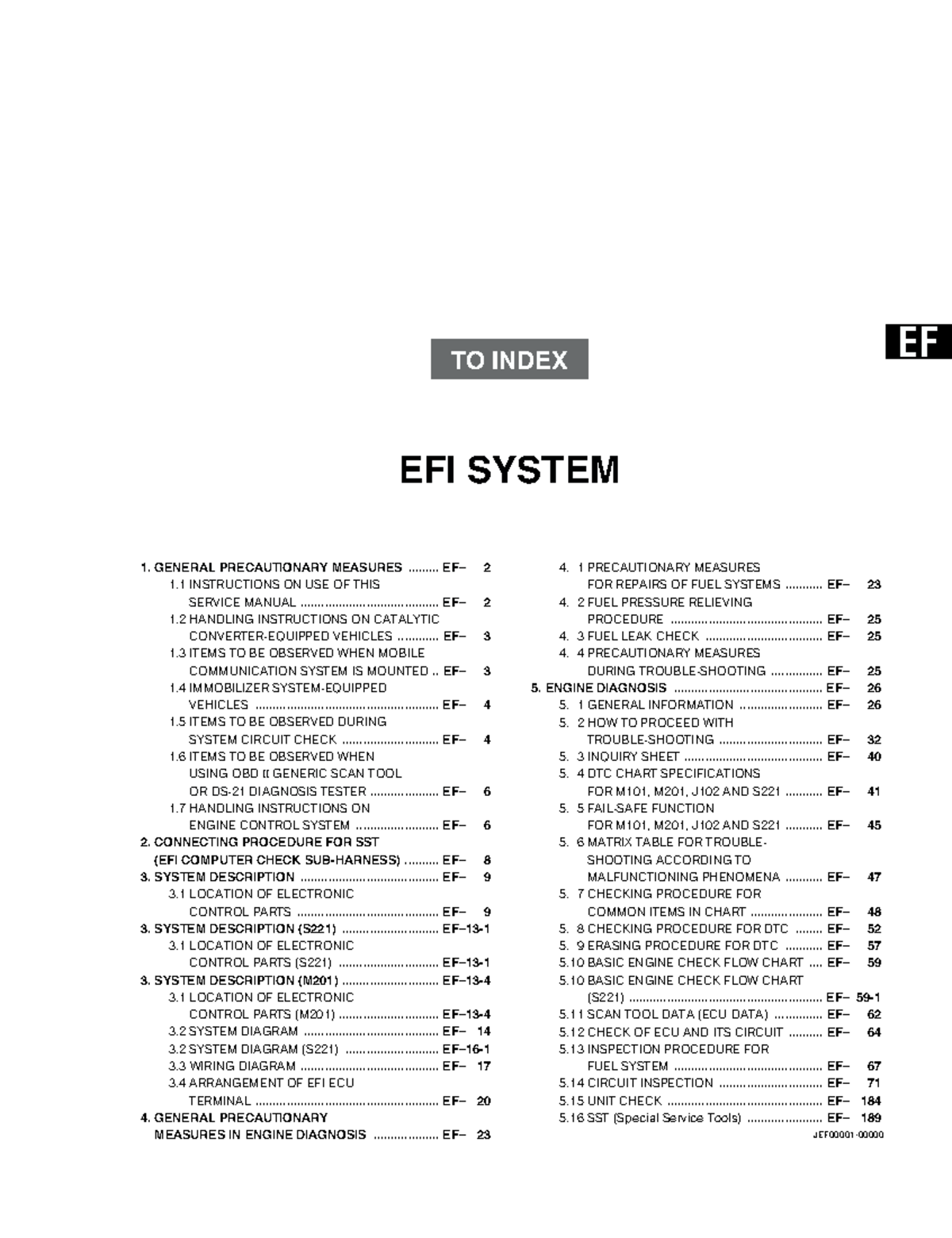 EF - Information about EF engine - EFI SYSTEM GENERAL PRECAUTIONARY ...