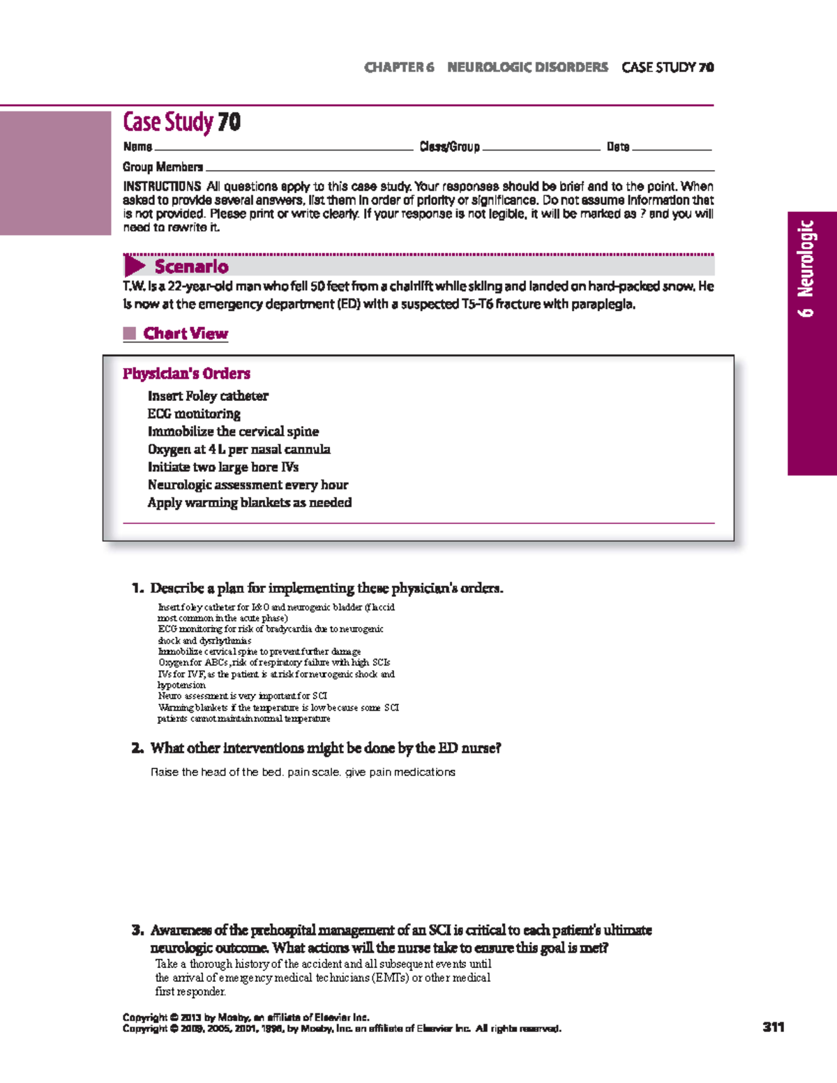 SCI+Case+Study - ....... - Insert foley catheter for I&O and neurogenic ...