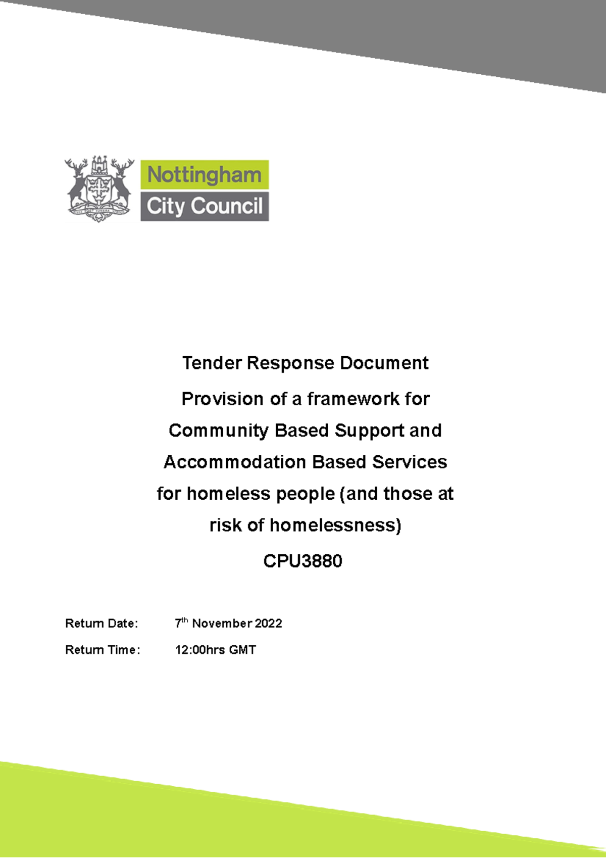 CPU3880 Tender Response - Return Date: 7th November 2022 Return Time ...