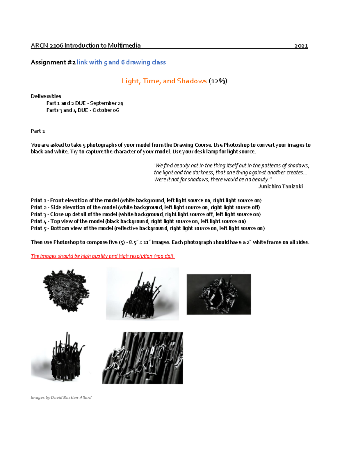 Assignment 2 Light Time and Shadow Part 1 and 2 - ARCN 2106 Introduction to Multimedia 2021 ...
