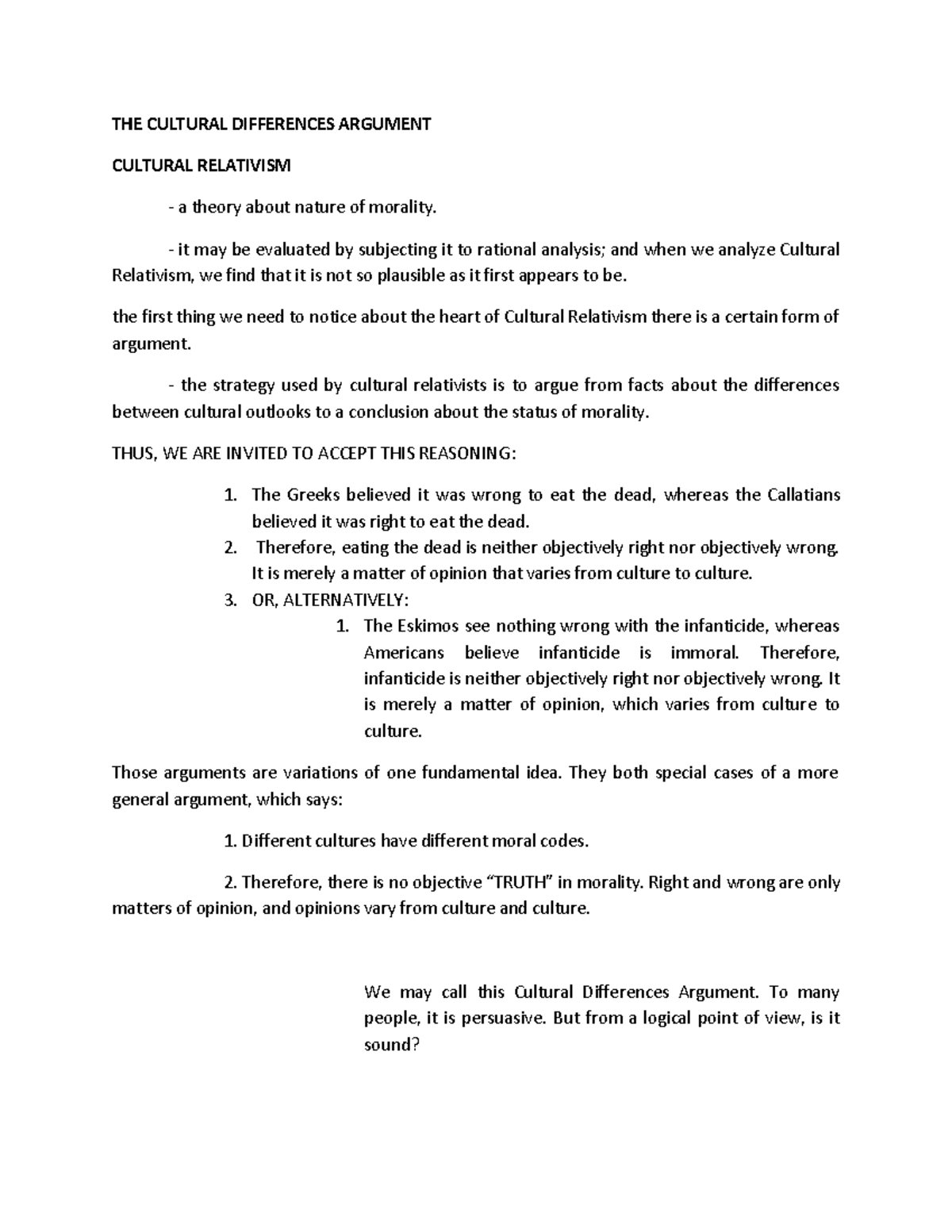 Transcript The Challenge of Cultural Relativism - THE CULTURAL ...
